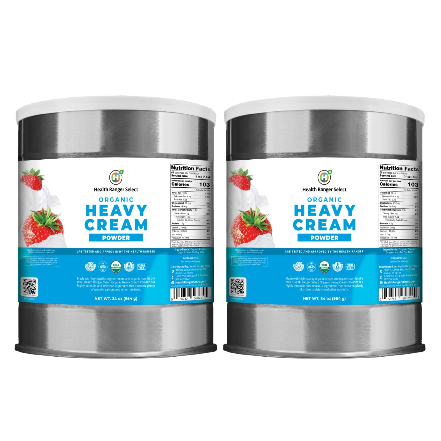Organic Heavy Cream Powder (34oz, #10 Can) (2-Pack) – Man Cave And Apparel