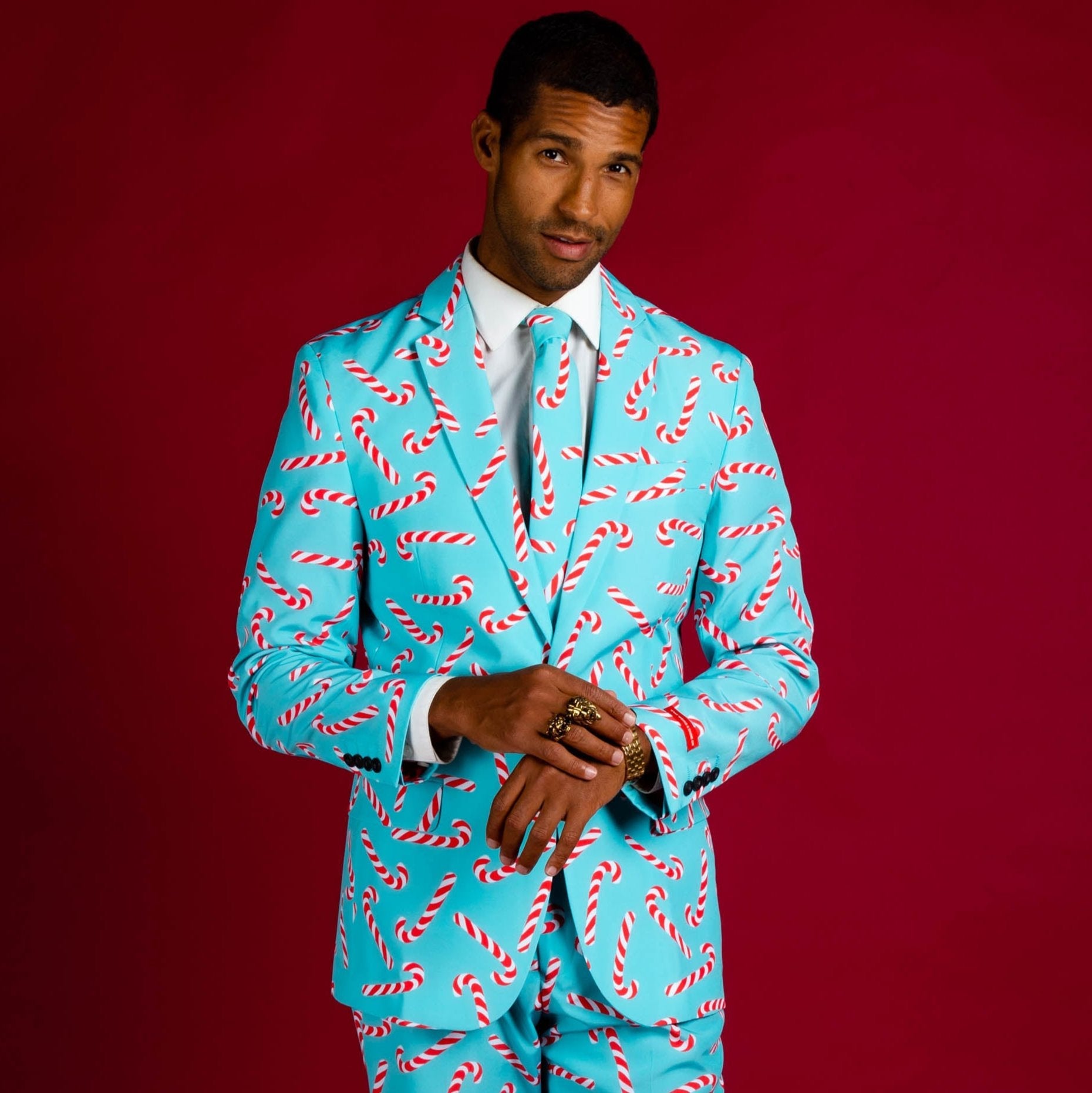 The Peppermint Pimp Canes | Candy Cane Print Christmas Suit – Man Cave ...