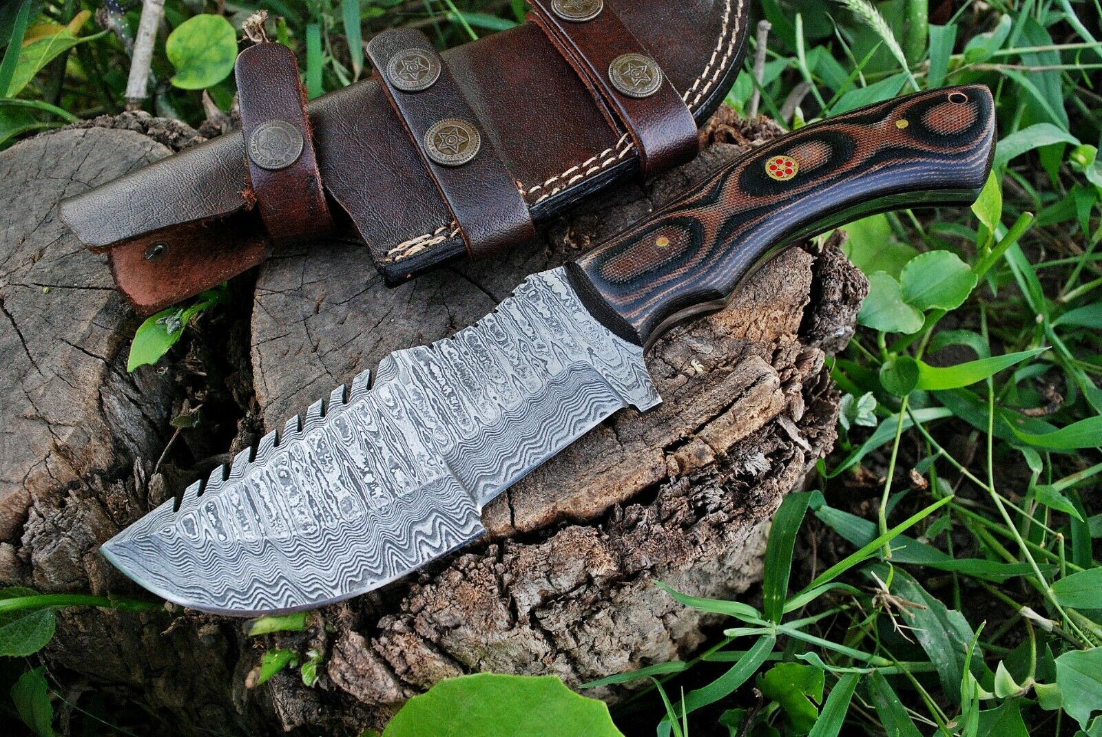 Knife from the Movie The Hunted – 10" Damascus Steel with Micarta Hand ...