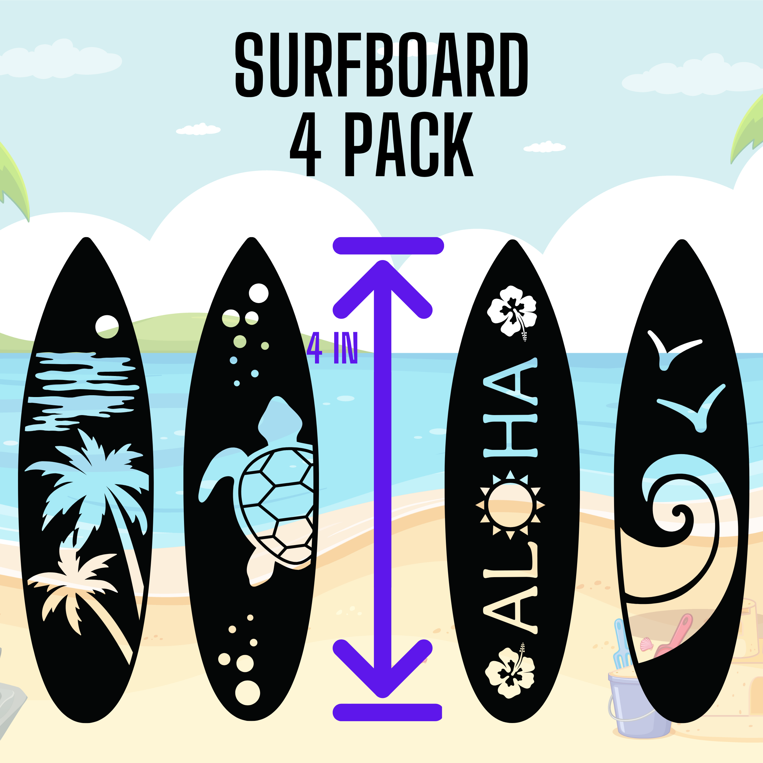Surfboard Decals- 4 pack – Man Cave And Apparel