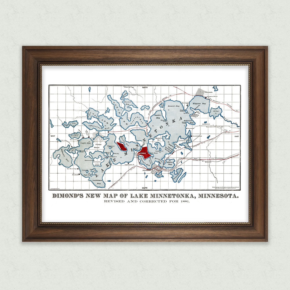 Lake Minnetonka 1881 Map Print – Man Cave And Apparel