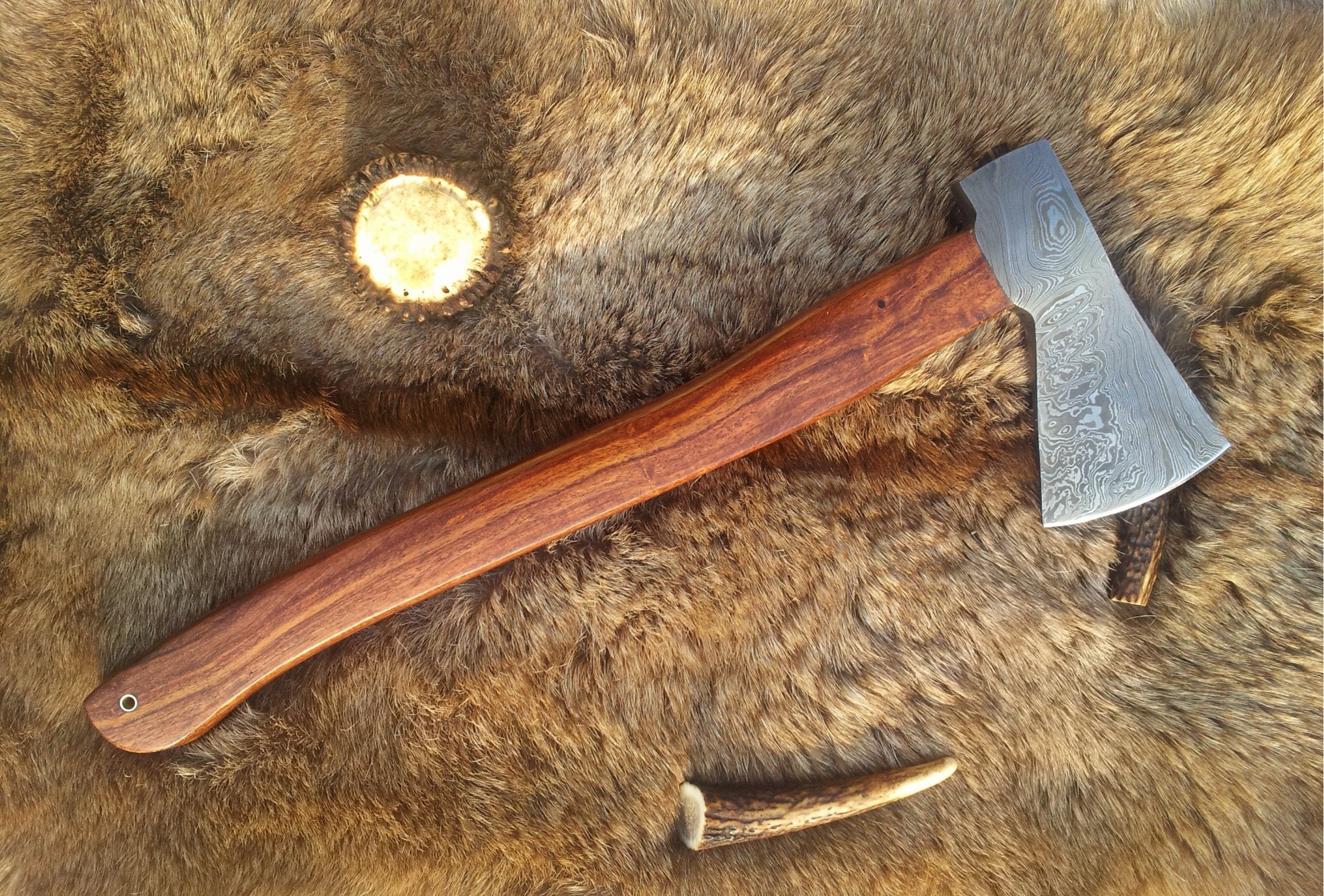 Handmade Custom Viking Axe with Damascus Steel Blade, Rosewood Handle ...