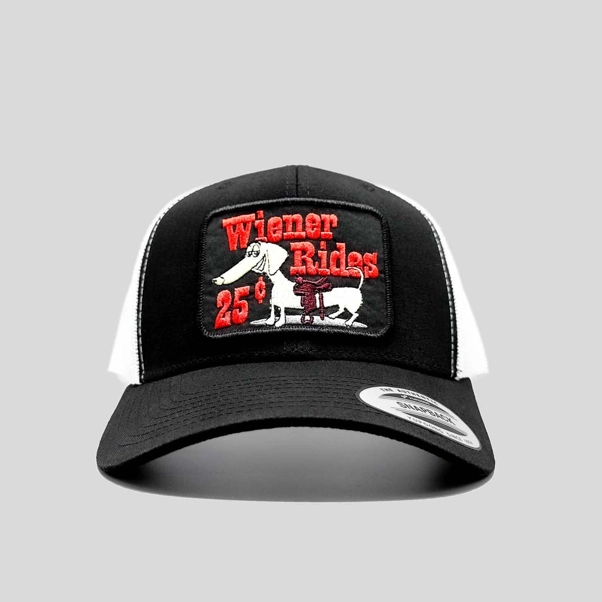 Wiener Rides 25 Cents Black Curved Brim Trucker Hat – Man Cave And Apparel