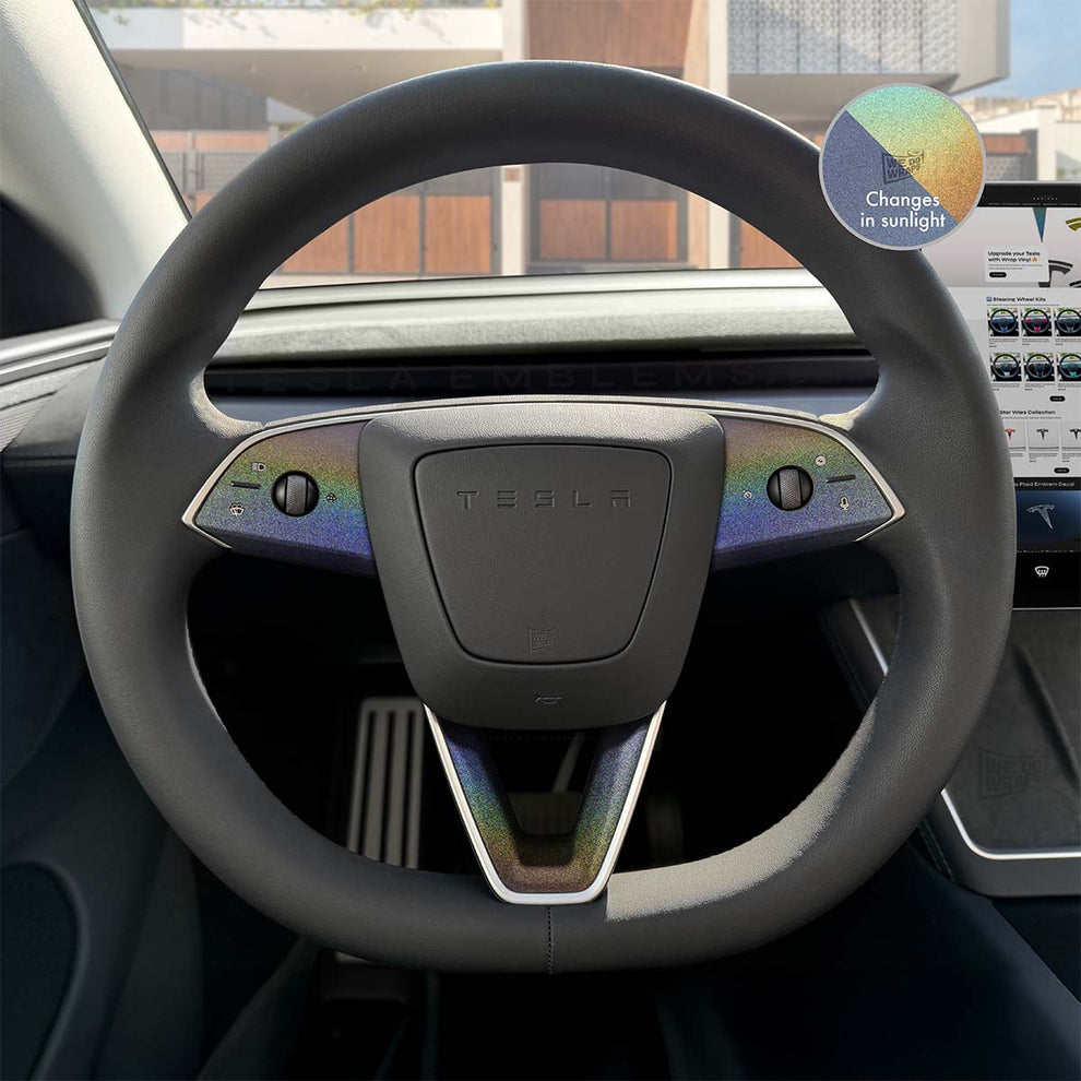 3M Satin Psychedelic Flip Tesla Steering Wheel Trim Decal Kit (3pcs ...