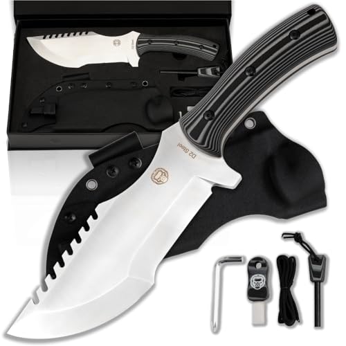 The Tracker D2 Steel Bushcraft Survival Knife Gift Set (Black and Gray ...
