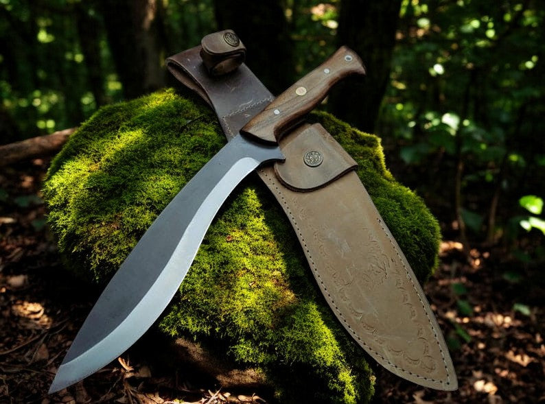 Custom Handmade Bolo Knife: High Carbon Steel with Walnut Wood Handle ...