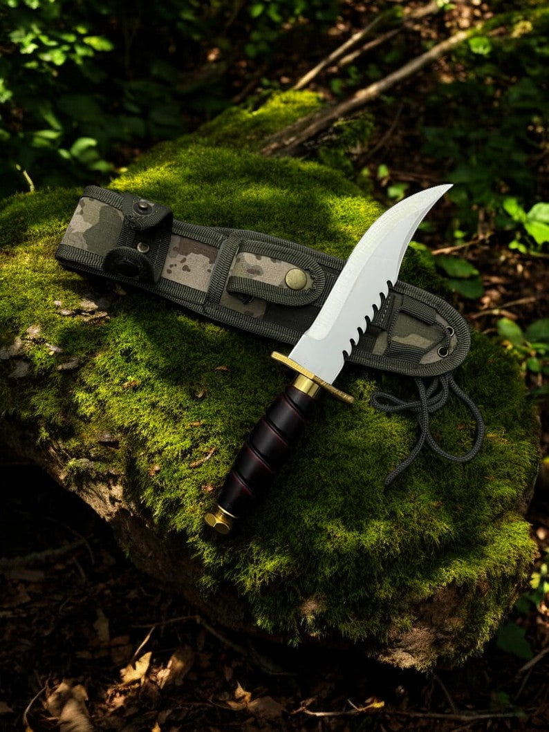 The Revenant’s Fang Handmade Bowie Knife – 8" D2 Steel Blade, Brass ...