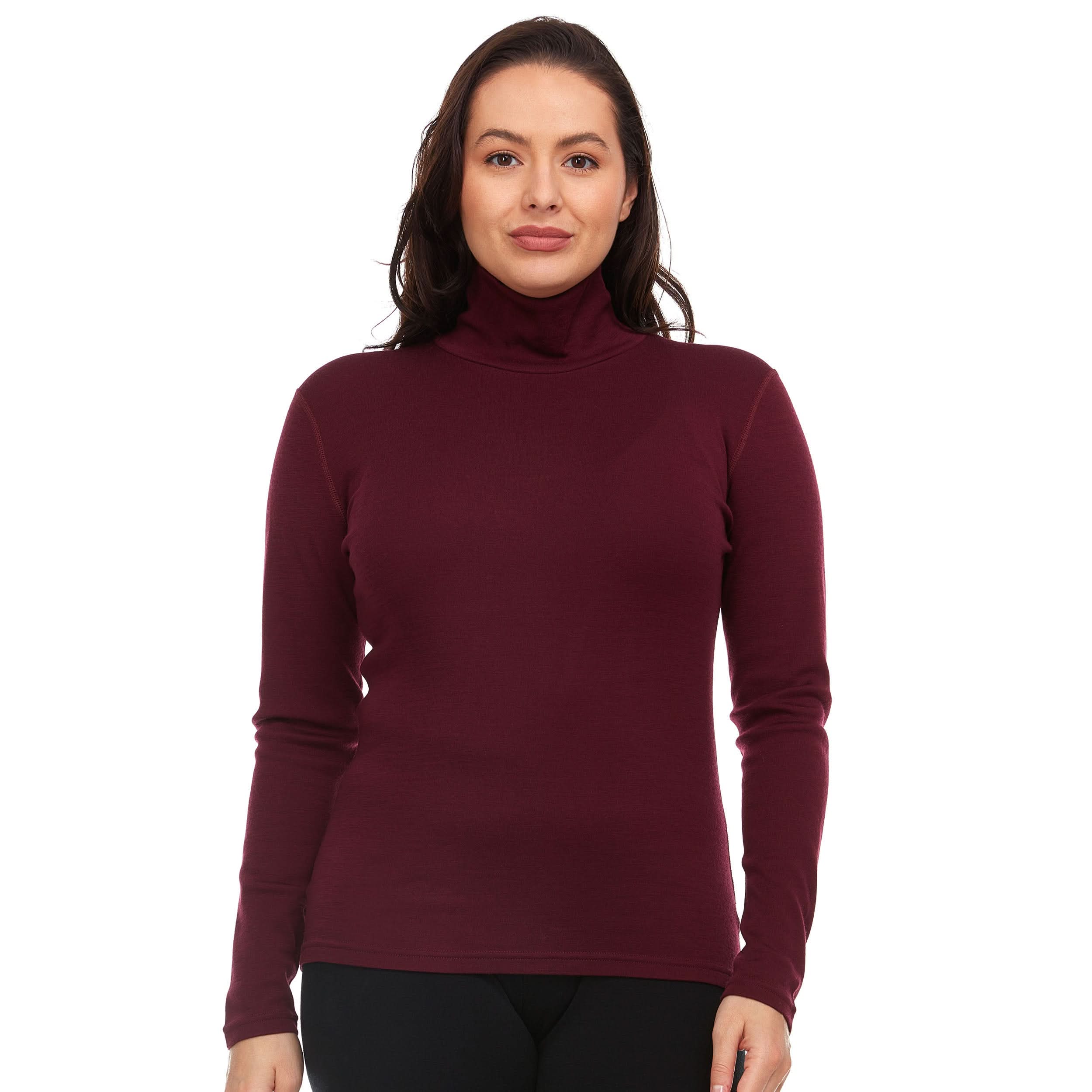 Midweight - Women's Long Sleeve Turtleneck 100% Merino Wool – Man Cave ...