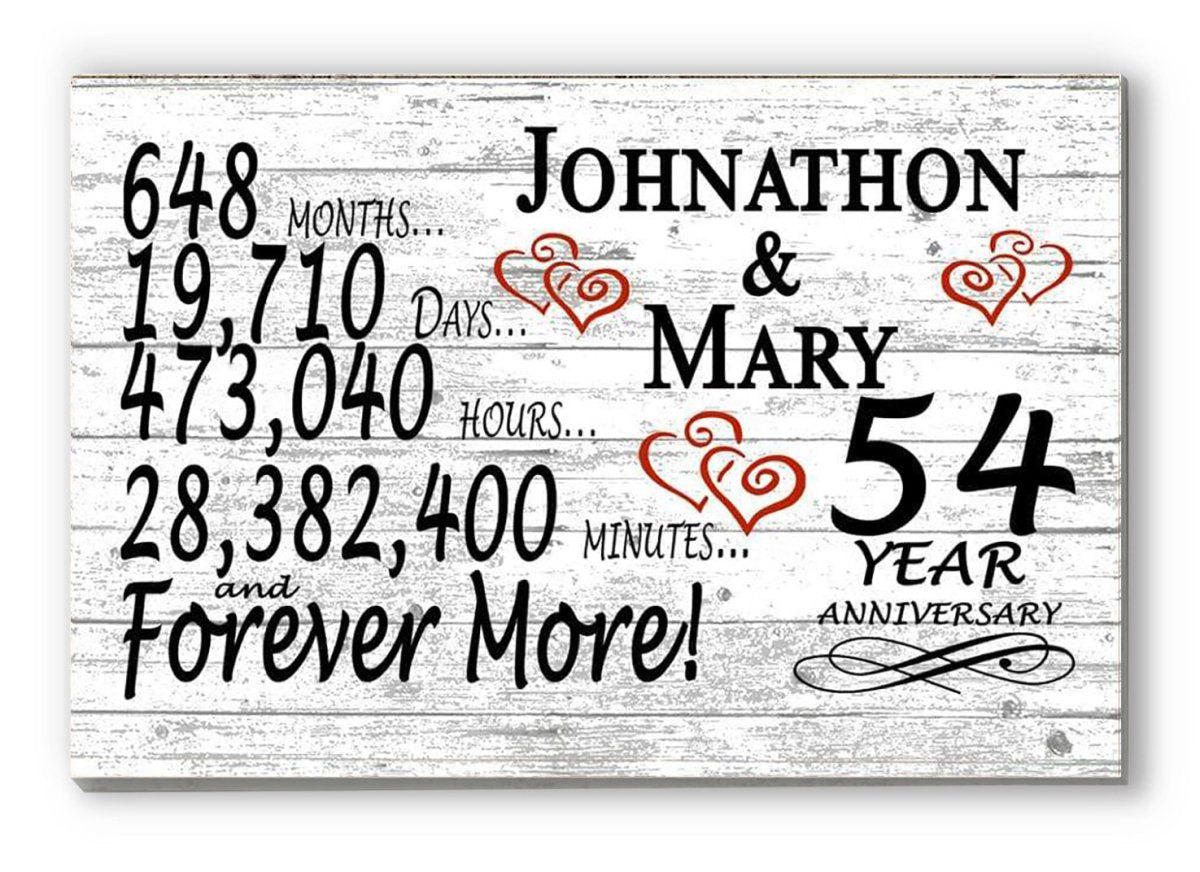 54 Year Anniversary Gift Personalized 54th Wedding Anniversary Present ...