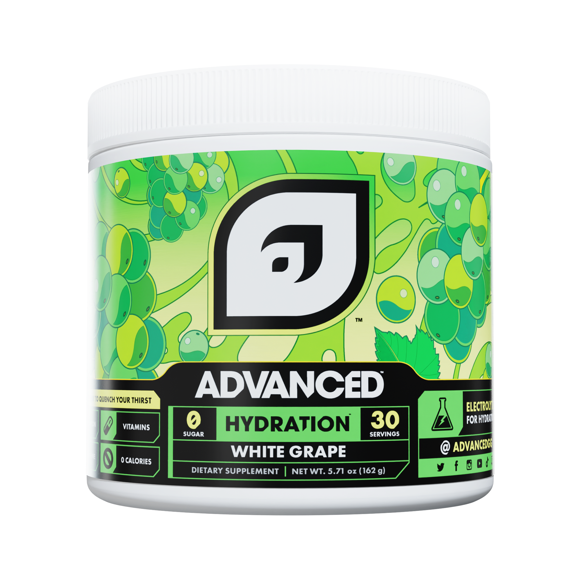 White Grape Hydration Powder | ADVANCED.gg Electrolyte Drink Mix – Man ...