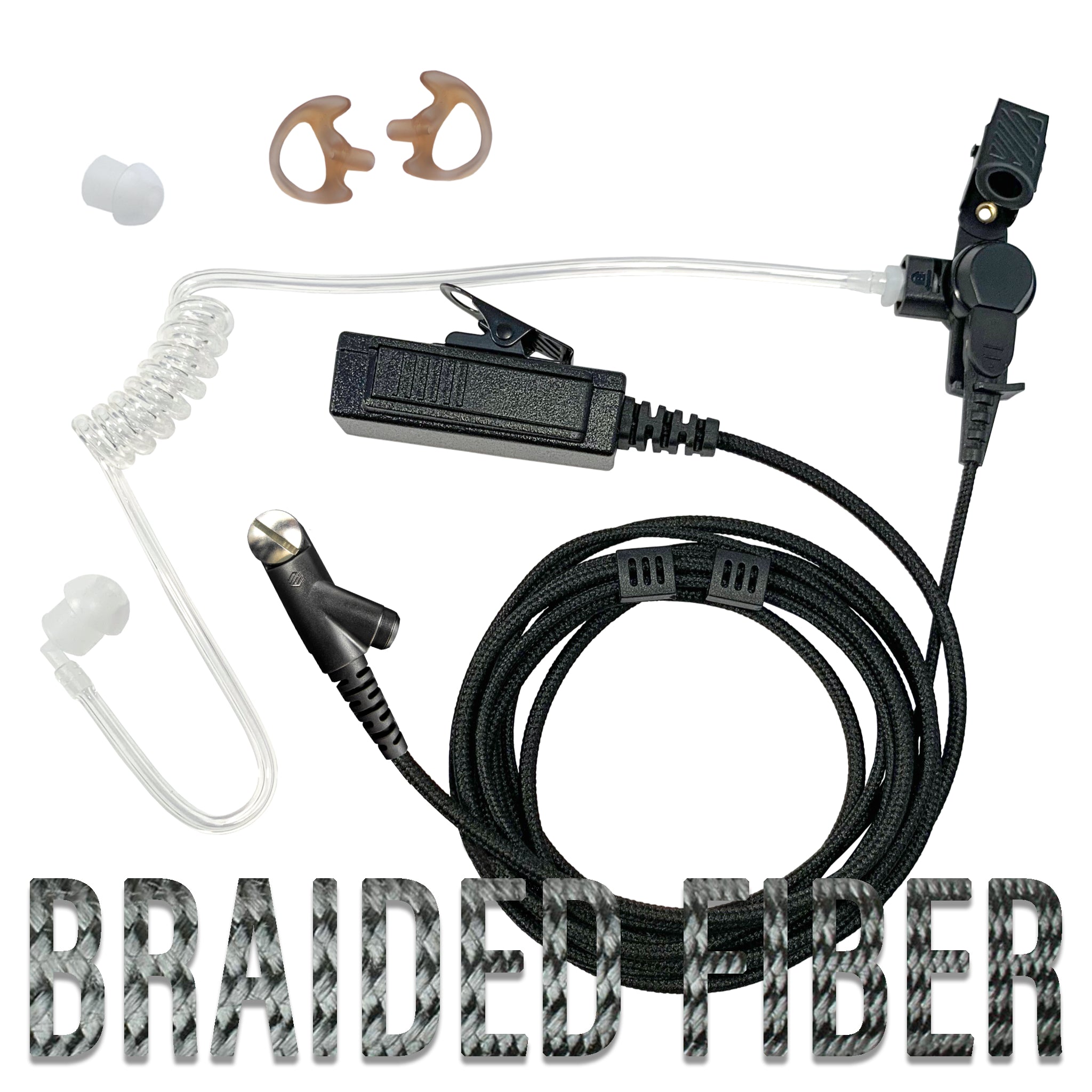 Tactical Braided Fiber Mic & Tube Earpiece Kit - Hardwired Harris: XL ...