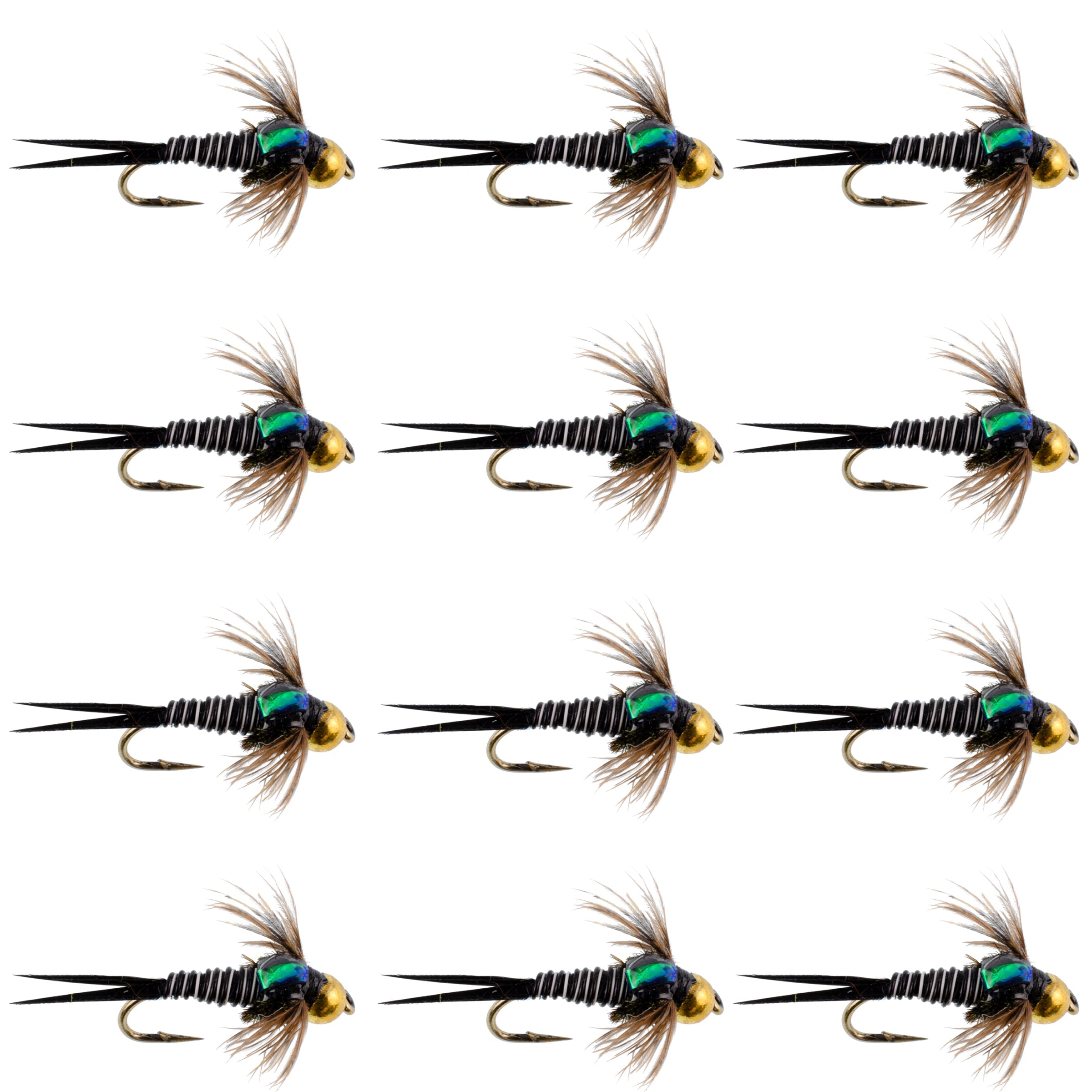 Bead Head Zebra Copper John Nymph Fly Fishing Flies - 1 Dozen Flies Ho ...