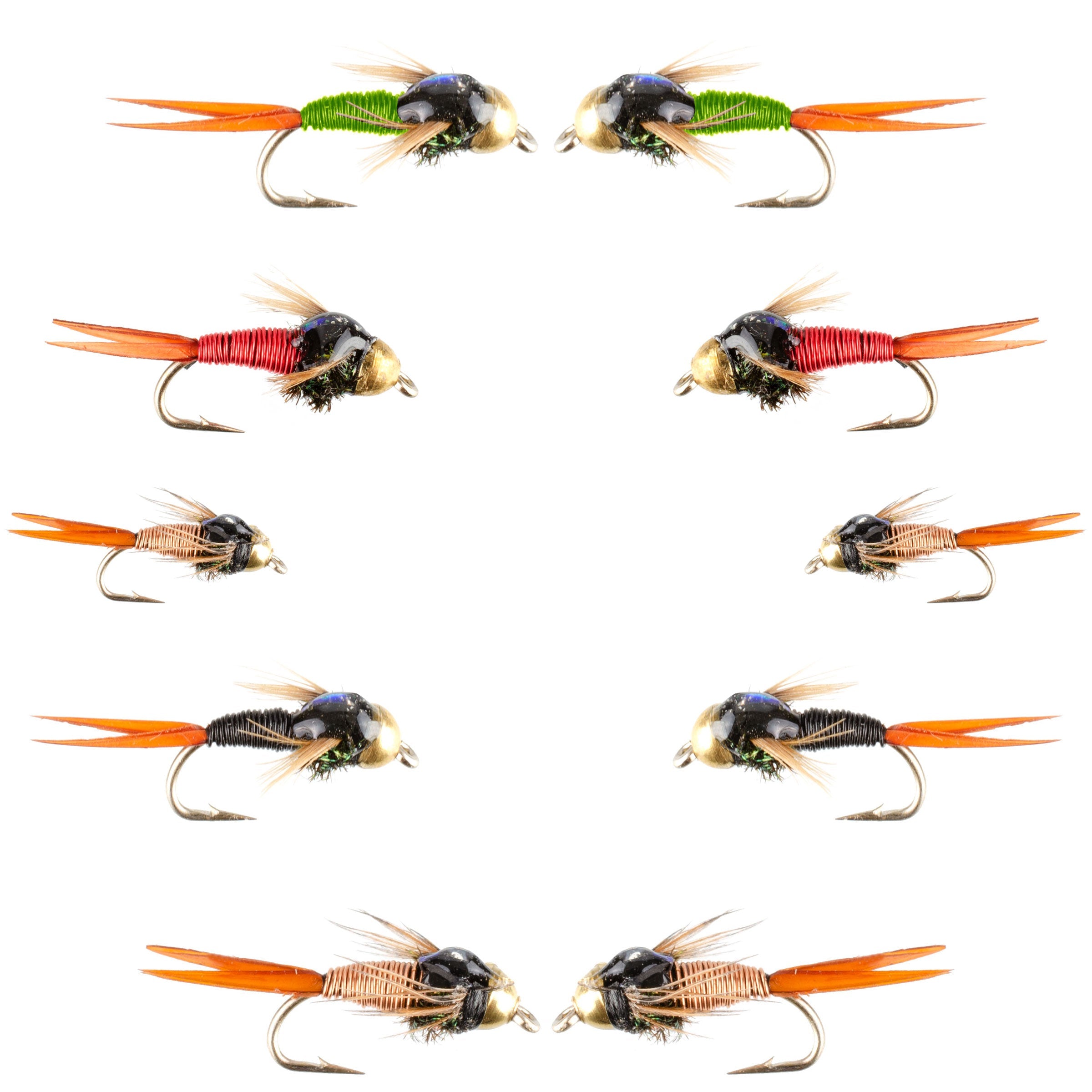 Basics Collection - Bead Head Copper John Assortment - 10 Wet Flies ...