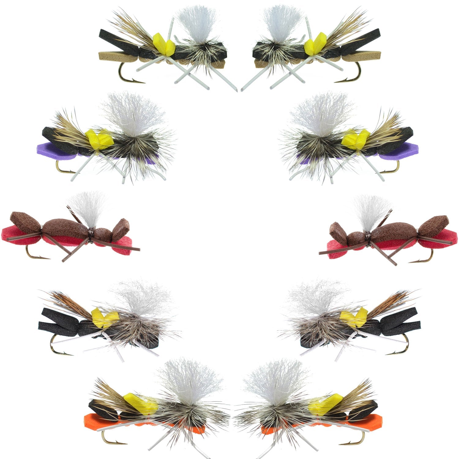 Basics Collection - Parachute Chernobyl Ant Assortment - 10 Flies Size ...