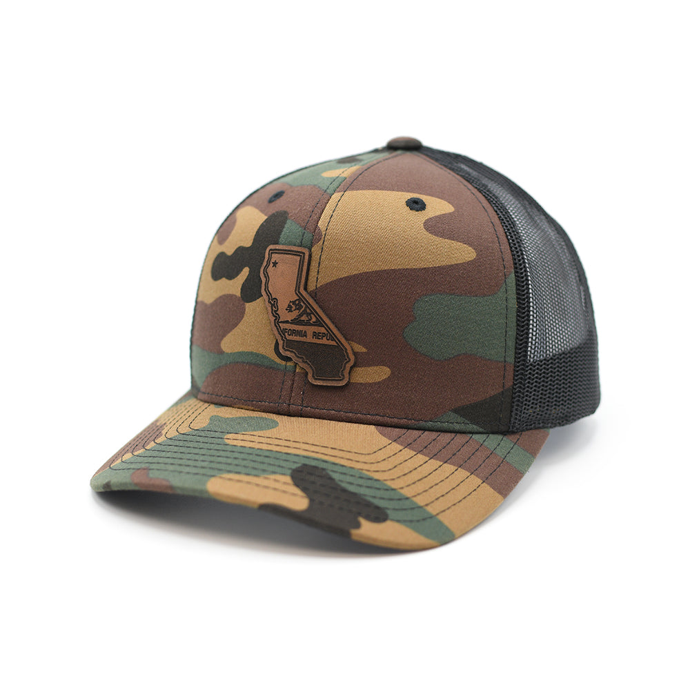 CA State Flag Leather Patch Hat – Man Cave And Apparel