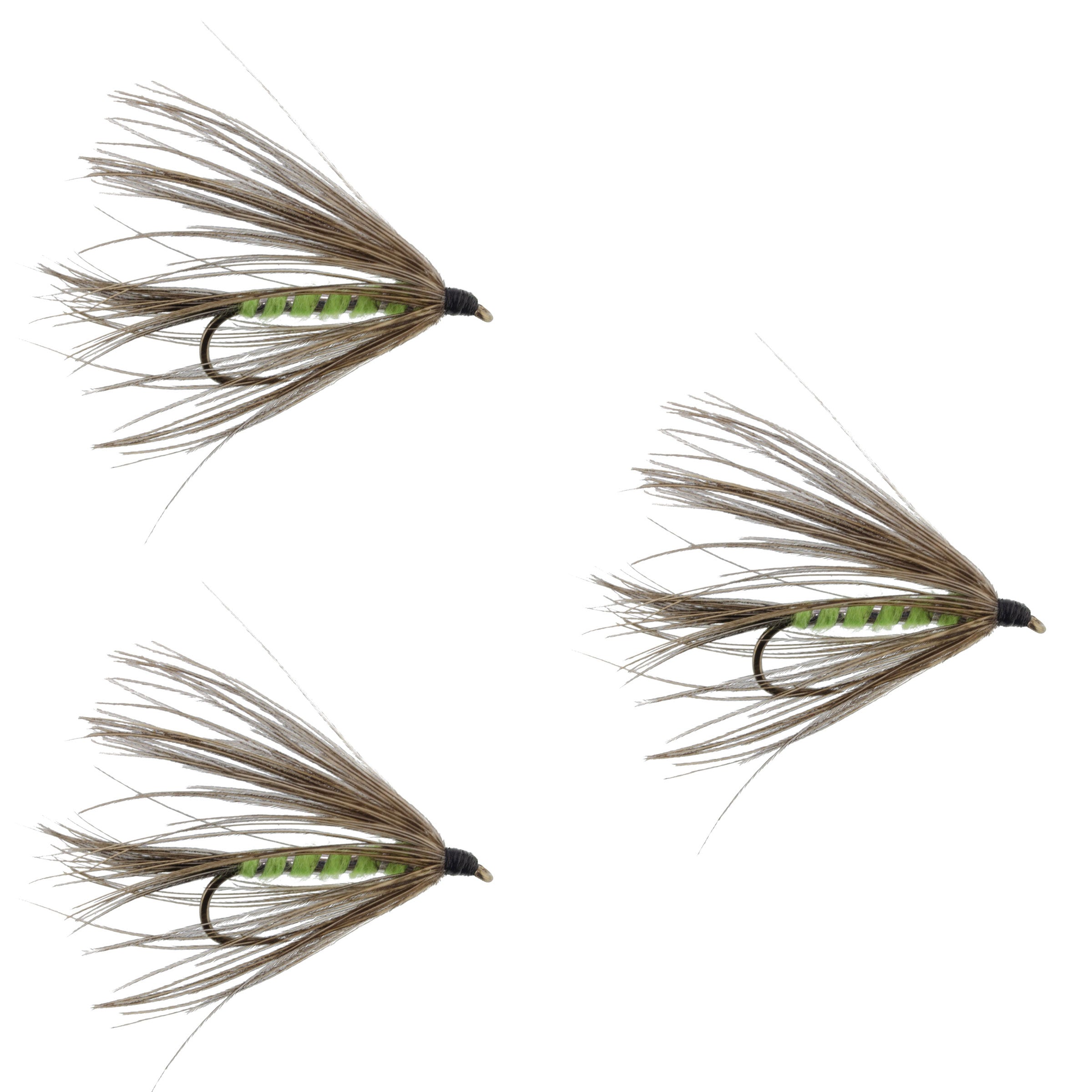 3 Pack Carey Special Soft Hackle Grouse and Bright Green Wet Fly - Hoo ...