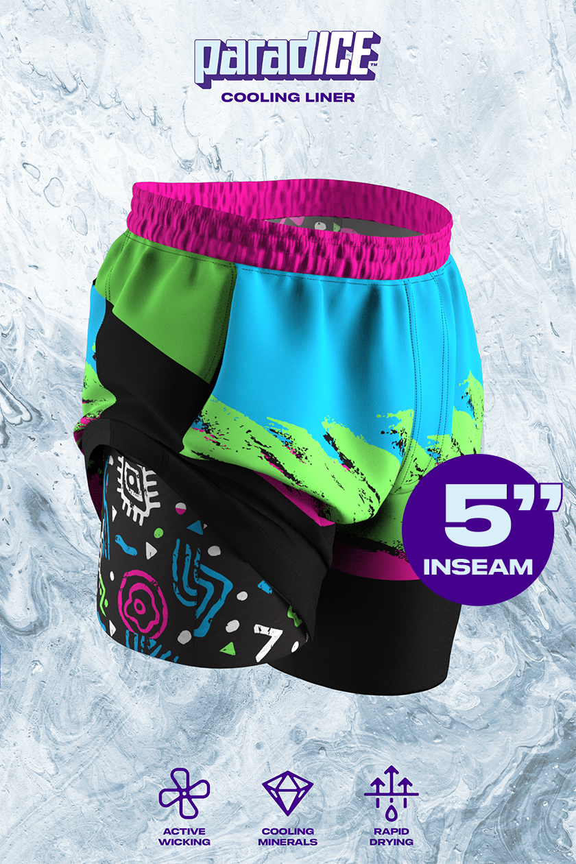 The Cherry Slushy | Neon Retro Ball Hammock® 5 Inch Athletic Shorts ...