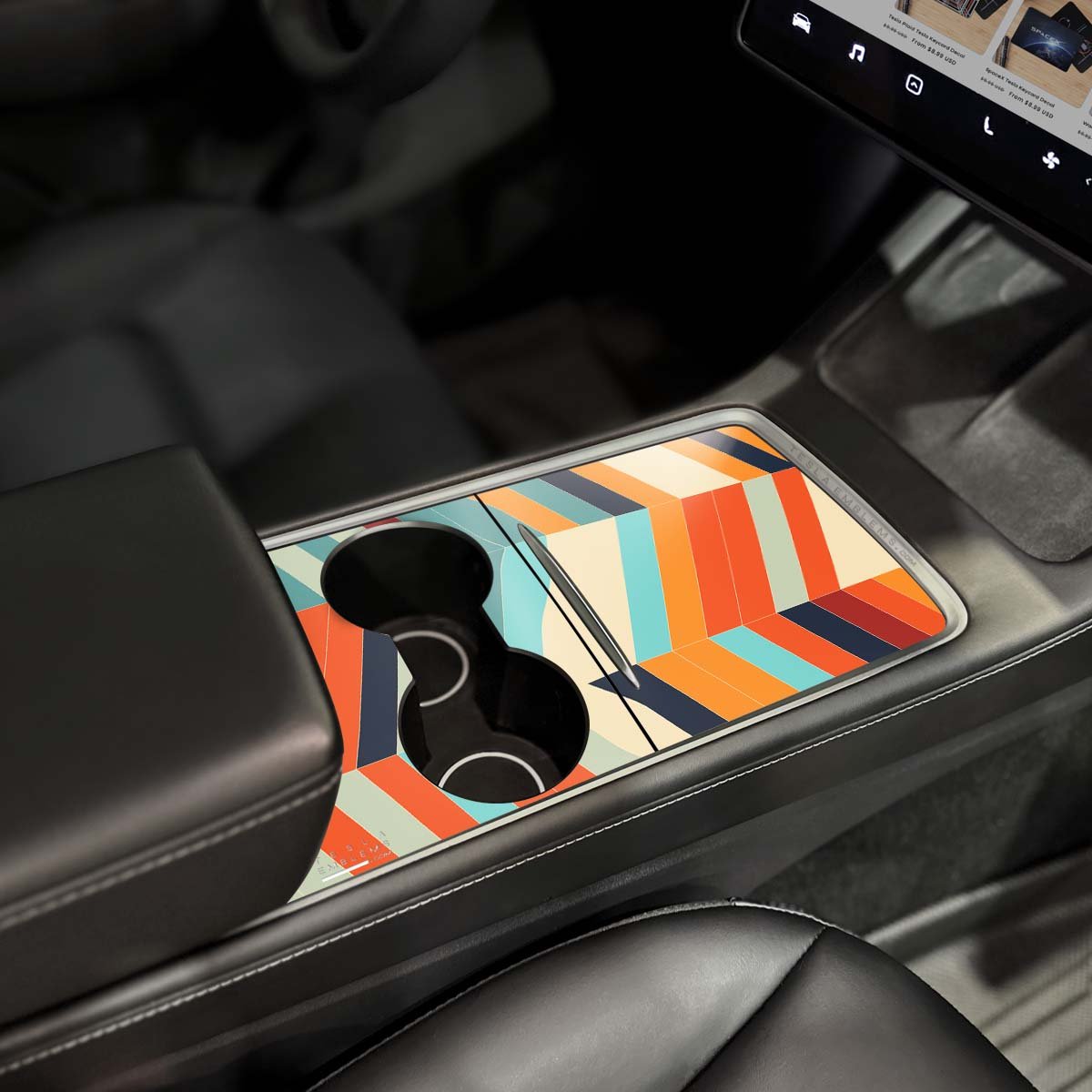 Colorful Herringbone | Tesla Center Console Wrap Kit | Model Y '21-25 ...