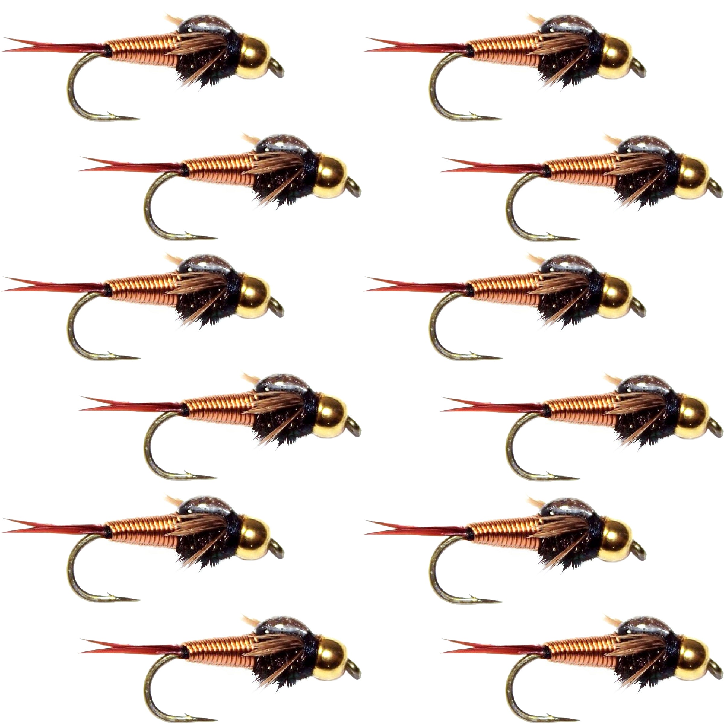 Tungsten Bead Head Copper John Nymph 1 Dozen Fly Fishing Flies - Hook ...