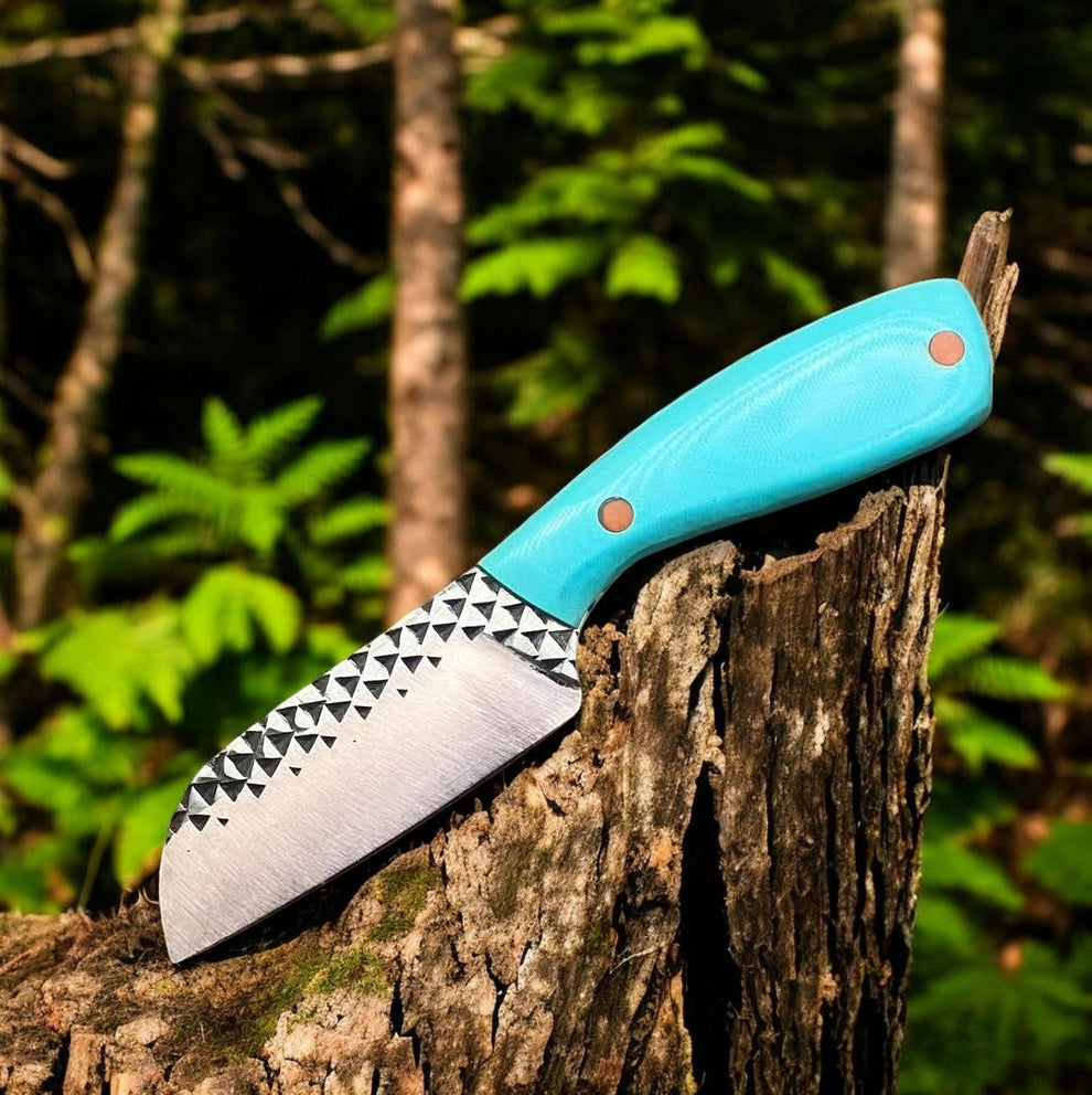 Custom Bull Cutter Knife - 8" Farrier's Rasp Steel with Turquoise G10 ...
