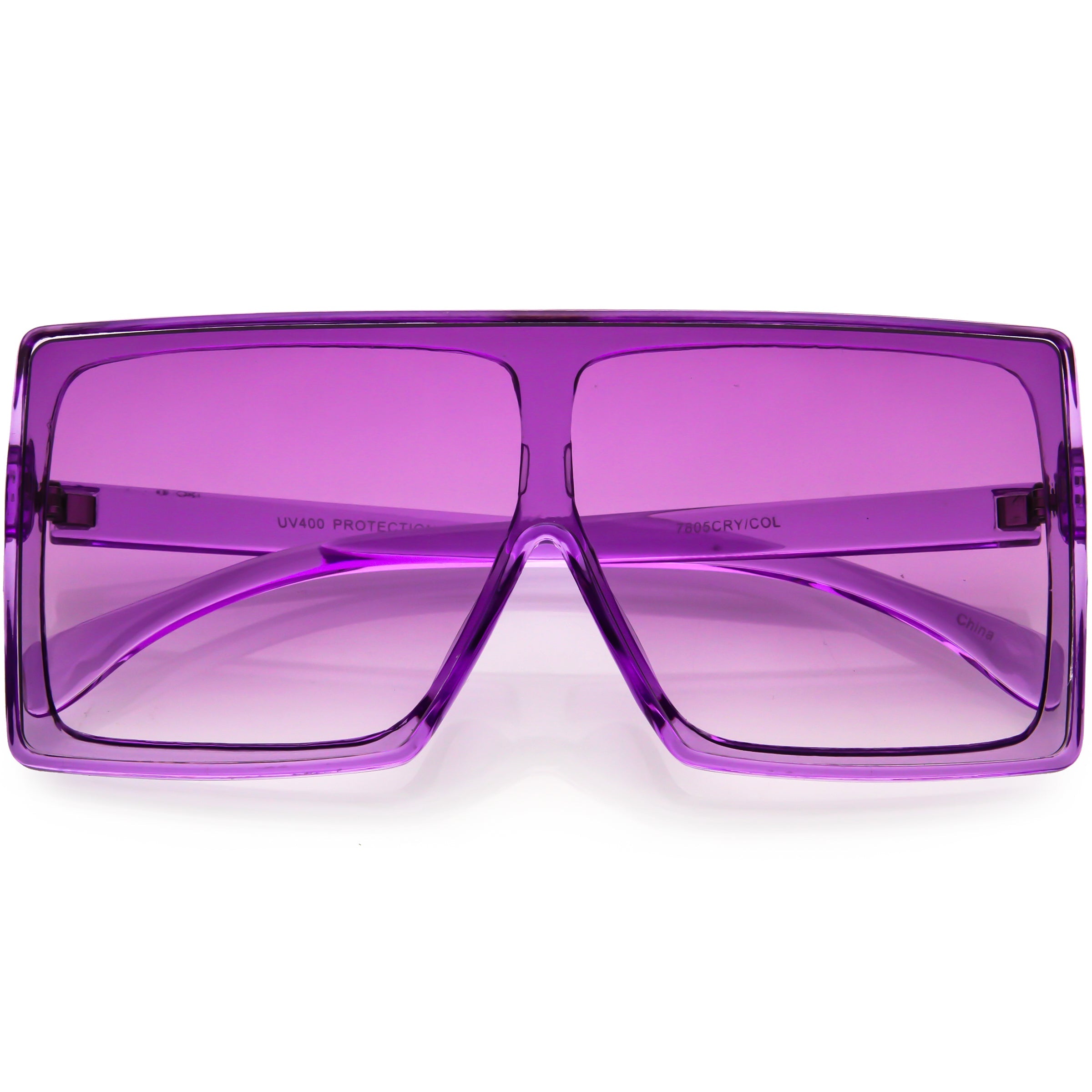 Bold Colored Tinted Lens Translucent Flat Top Oversize Shield Sunglass ...