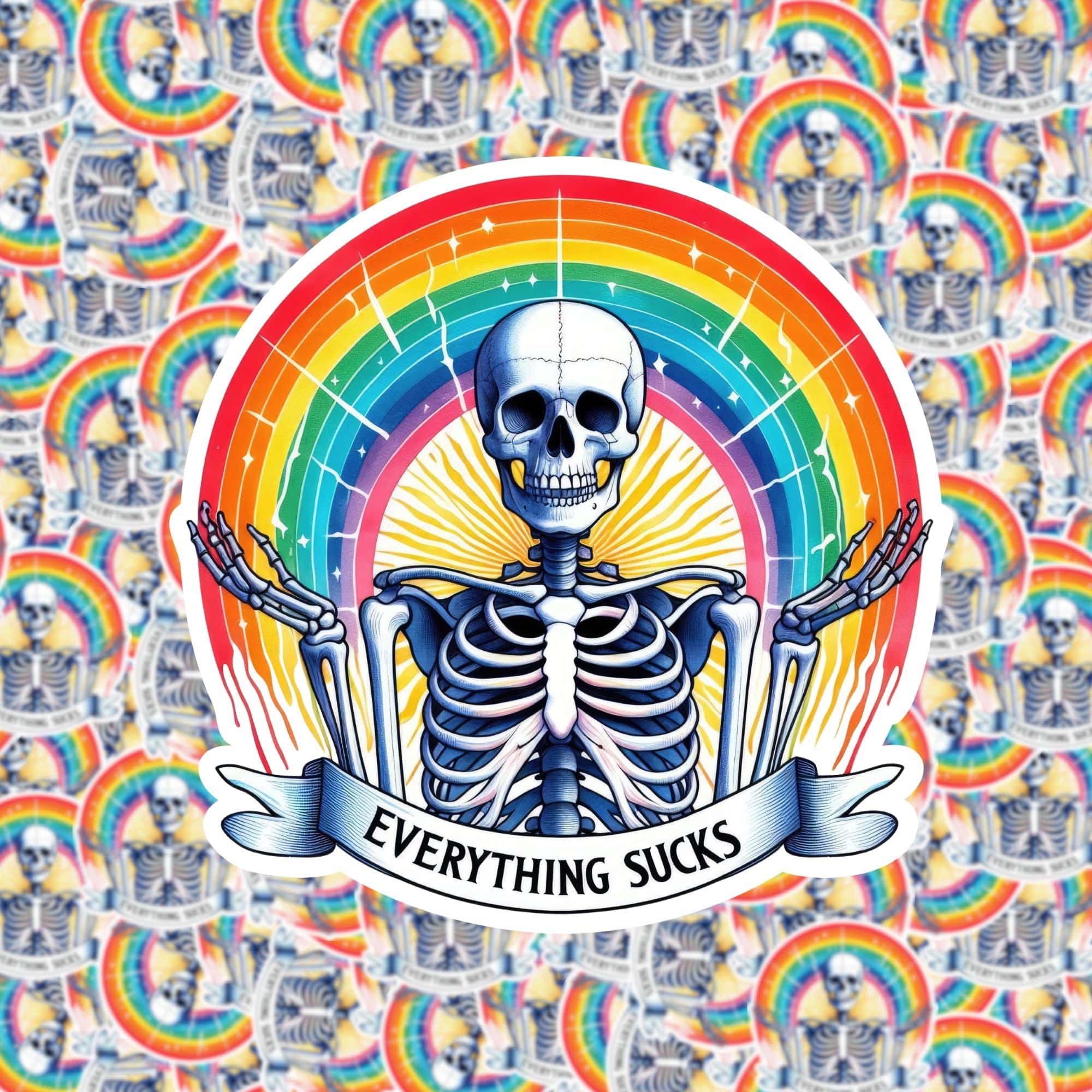 Everything Sucks Skeleton Sticker – Man Cave And Apparel