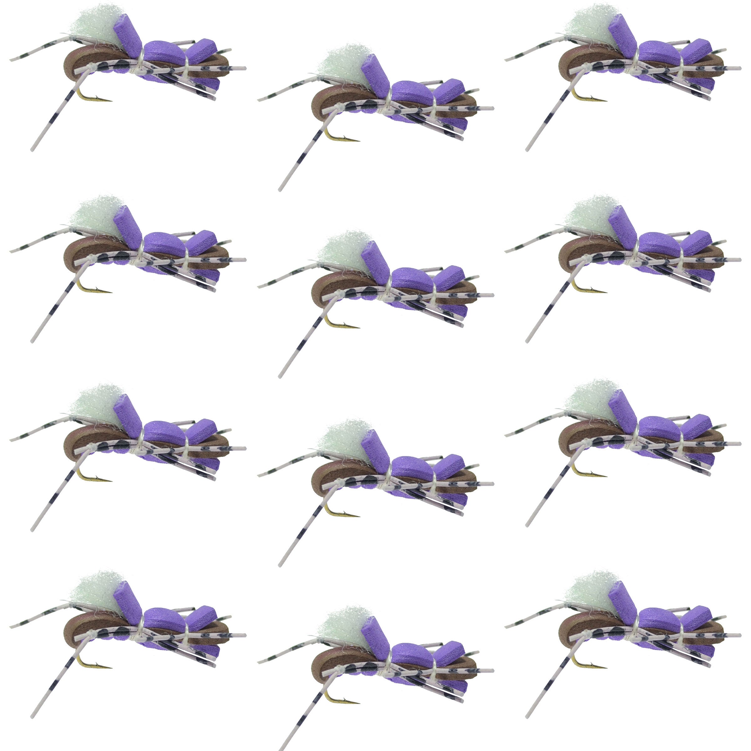 Fat Albert Purple Foam Body Grasshopper Fly - 1 Dozen Flies Hook Size ...