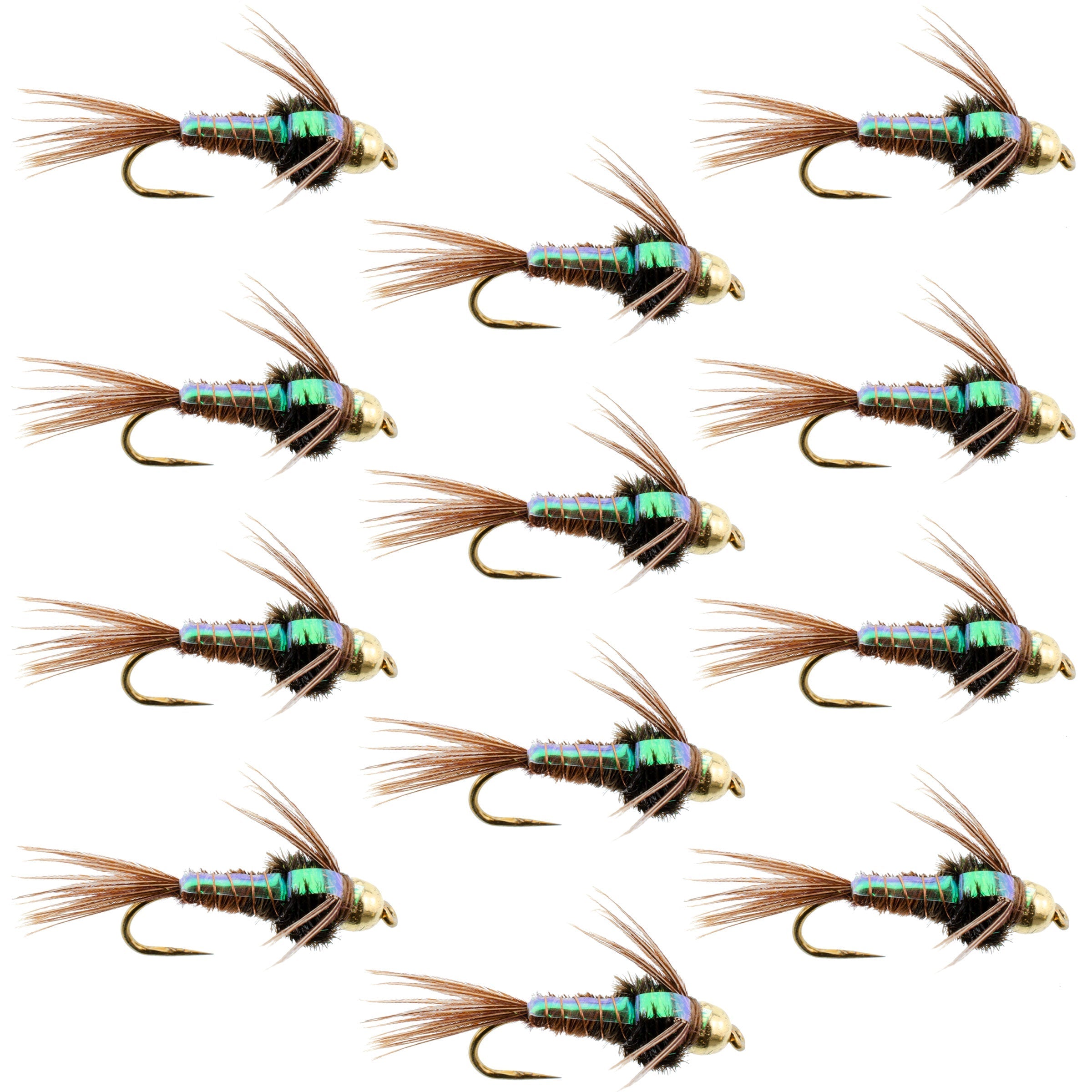Barbless Bead Head Flashback Pheasant Tail Nymph Fly 1 Dozen Flies Hoo ...