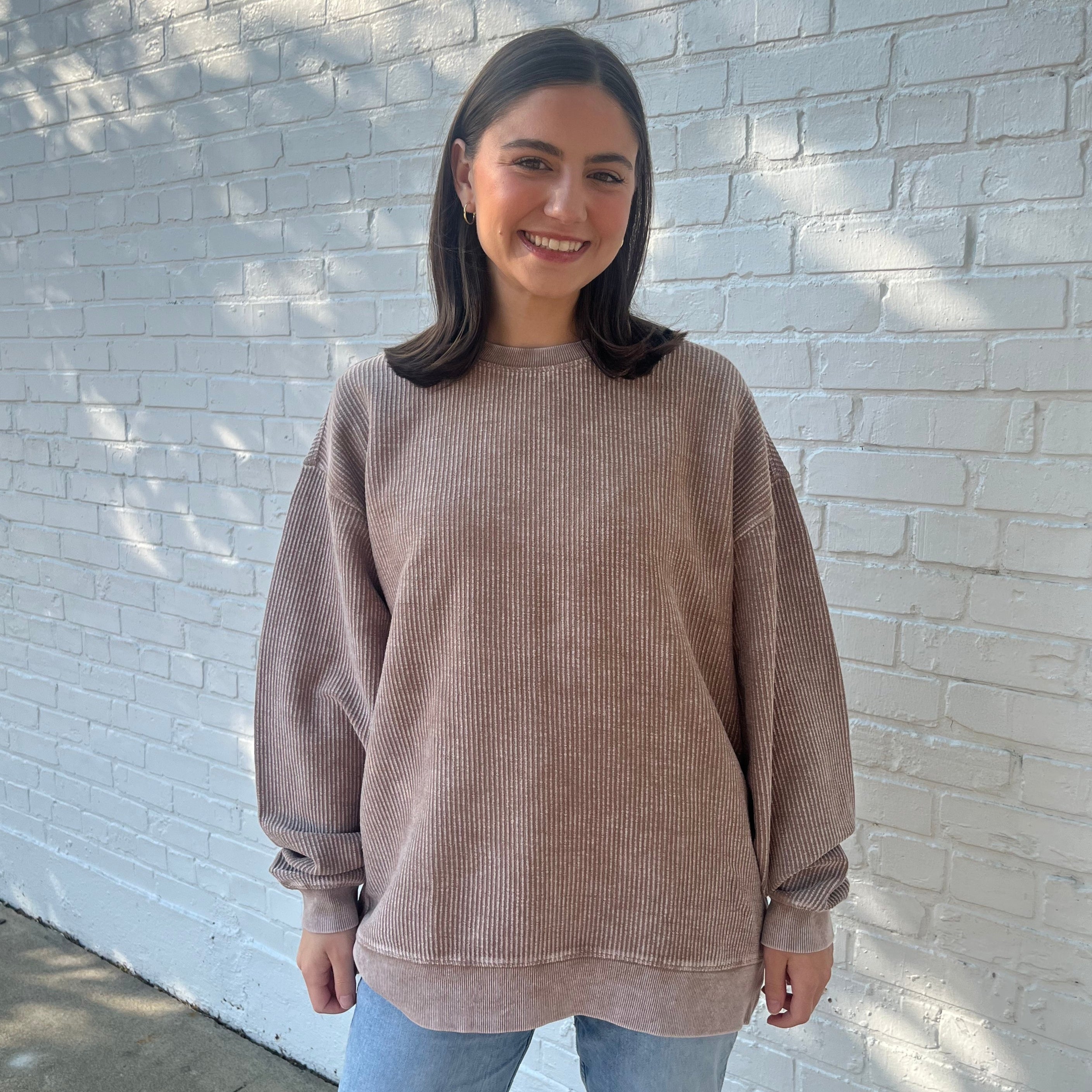 Pine Bark Oversized Corded Crew – Man Cave And Apparel