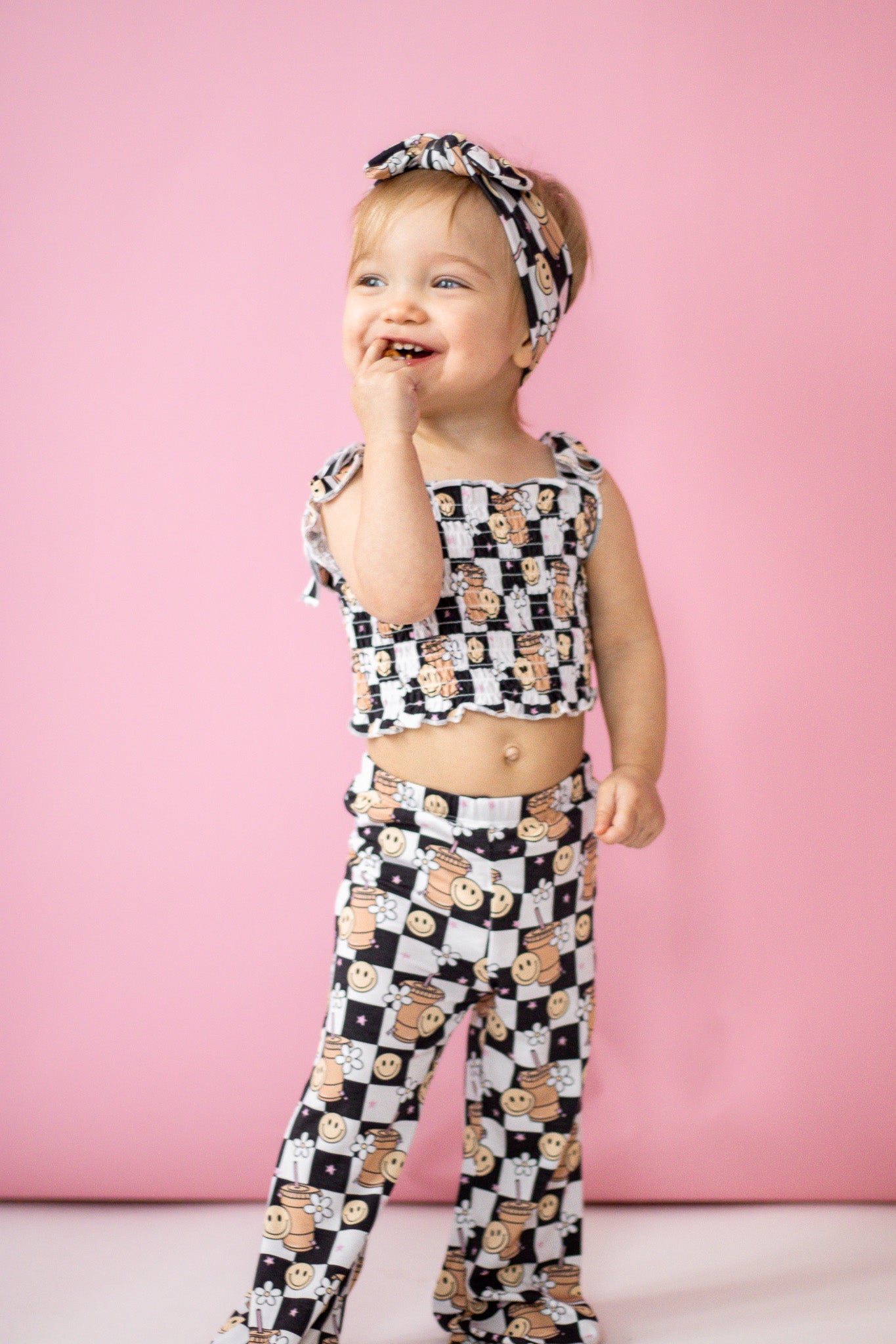 SMILEY CUP OF CHECKERS DREAM SMOCKED FLARE SET – Man Cave And Apparel