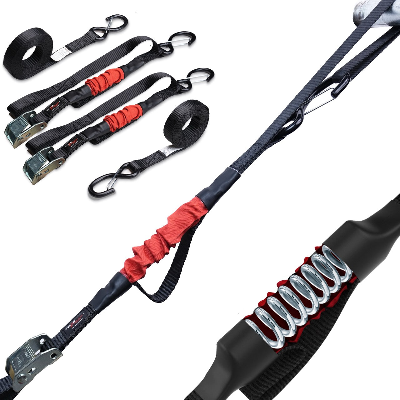 TorkStrap M500 | 14'x1'' Spring Loaded Tie Down Straps - Adapts to Loa ...