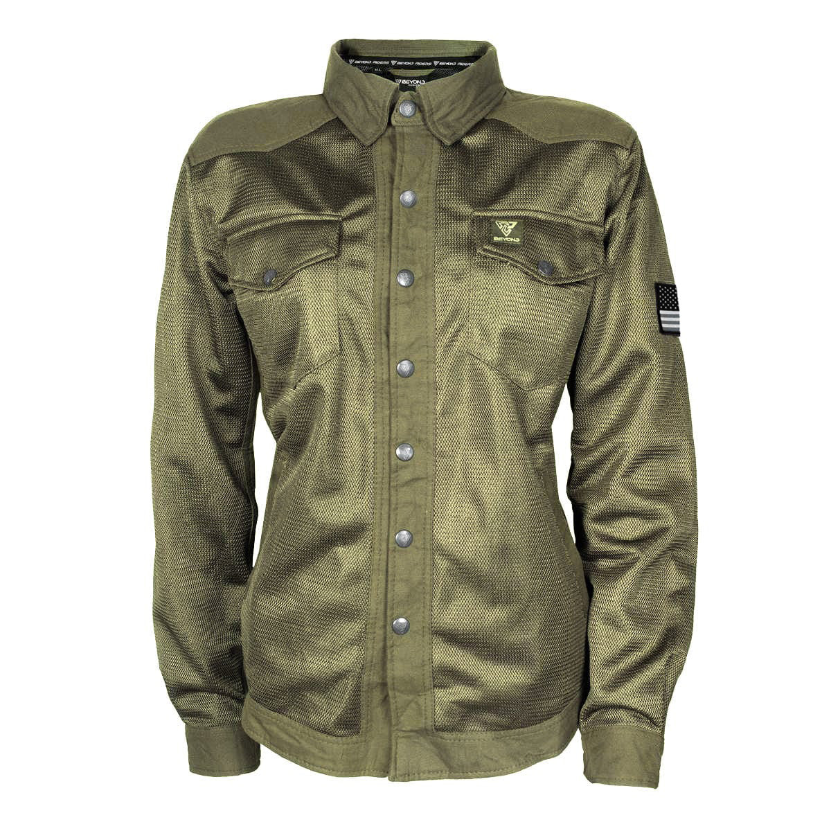 Protective Summer Mesh Shirt for Women - Army Green Solid with Pads ...