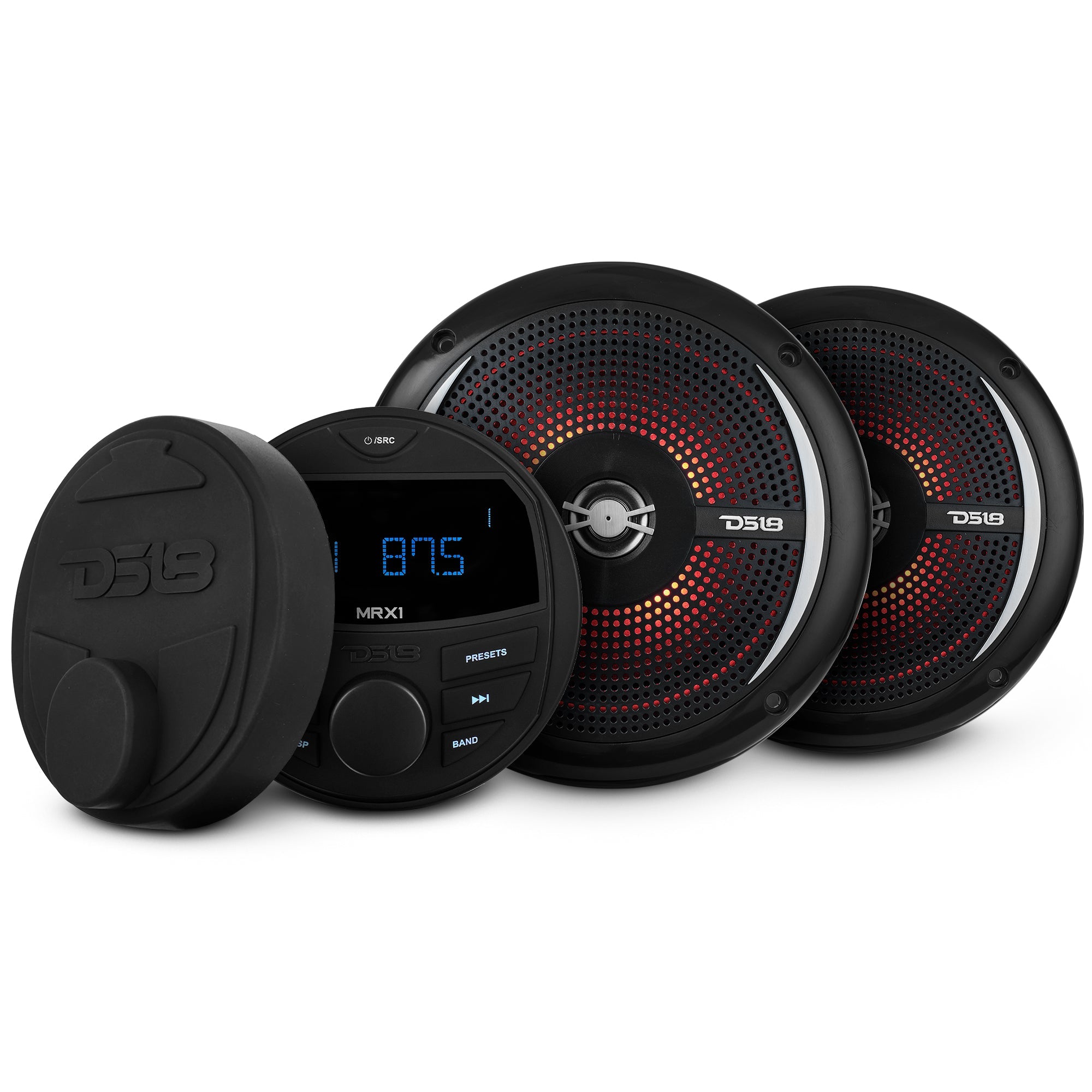 Marine and Powersports Headunit and 6.5" Marine Speaker Package (MRX1 ...