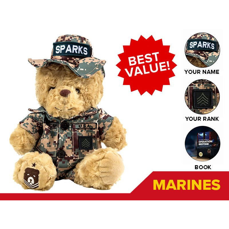 Marine Cammo Teddy Bear Personalized Bundle - Military Gift | ZZZ Bears ...