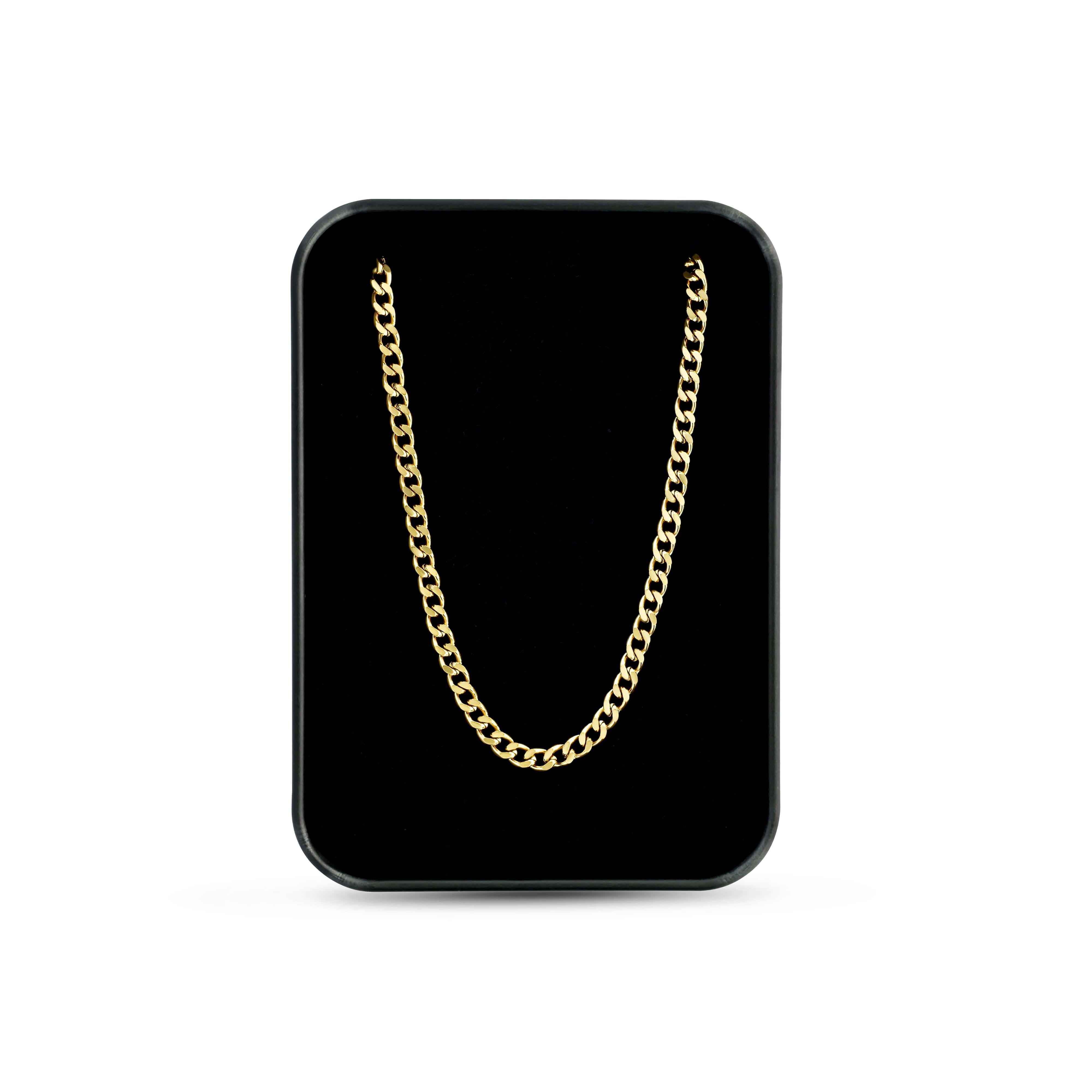 Micro Gold Cuban Link Chain | 3.5mm | Stainless Steel – Man Cave And ...