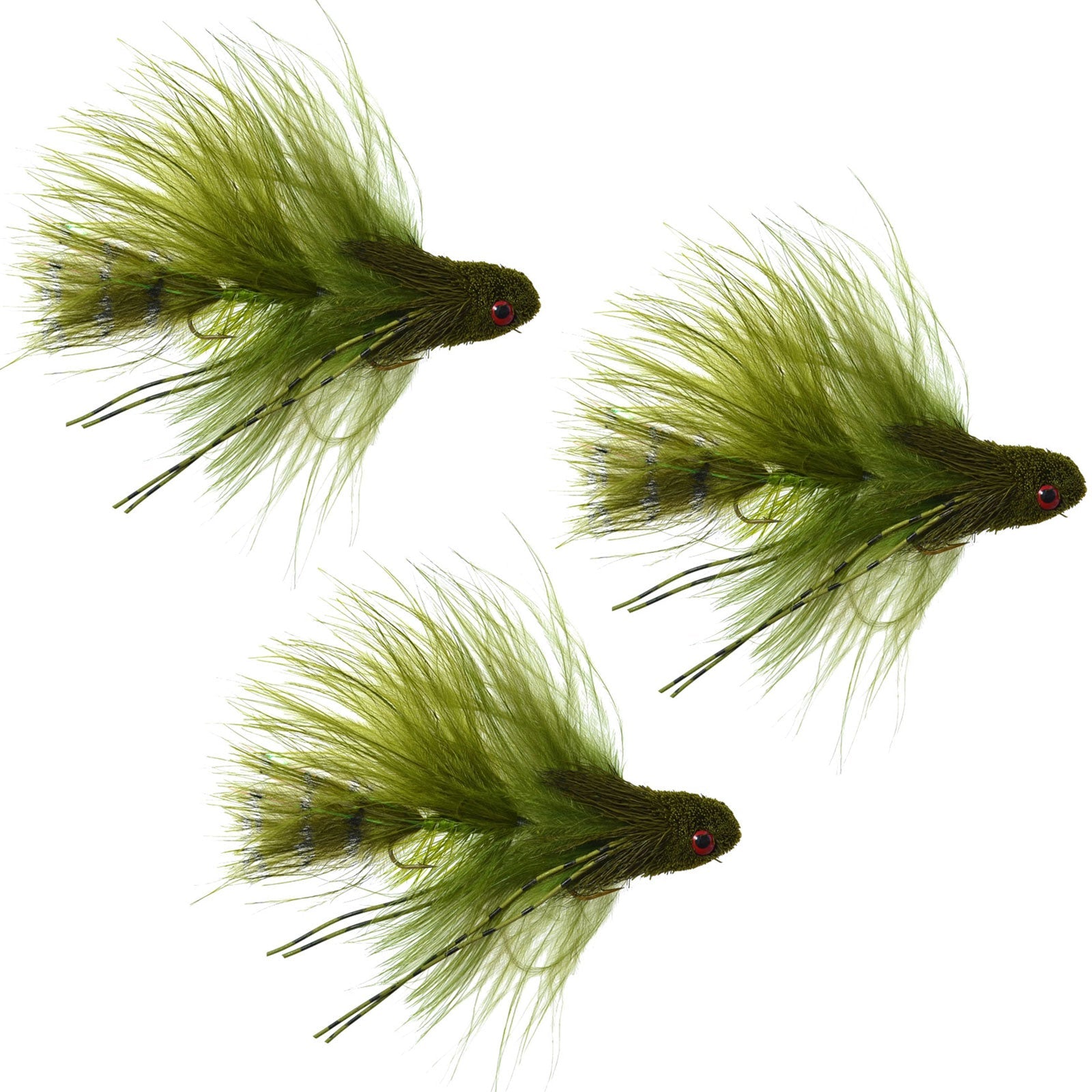 3 Pack Mini Sex Dungeon Streamer Olive - Size 6 - Articulated Trout Ba ...