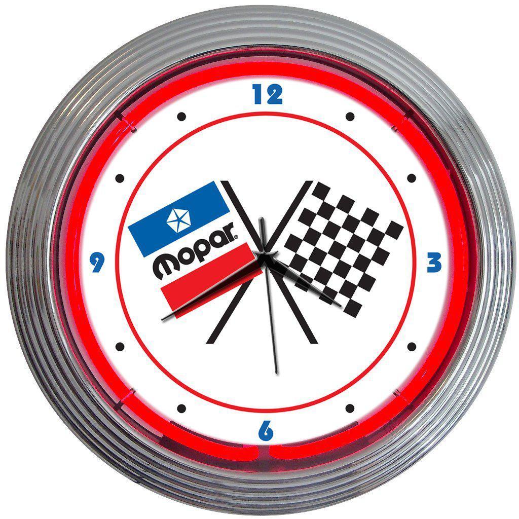 Mopar Checkered Flag Neon Clock – Man Cave And Apparel