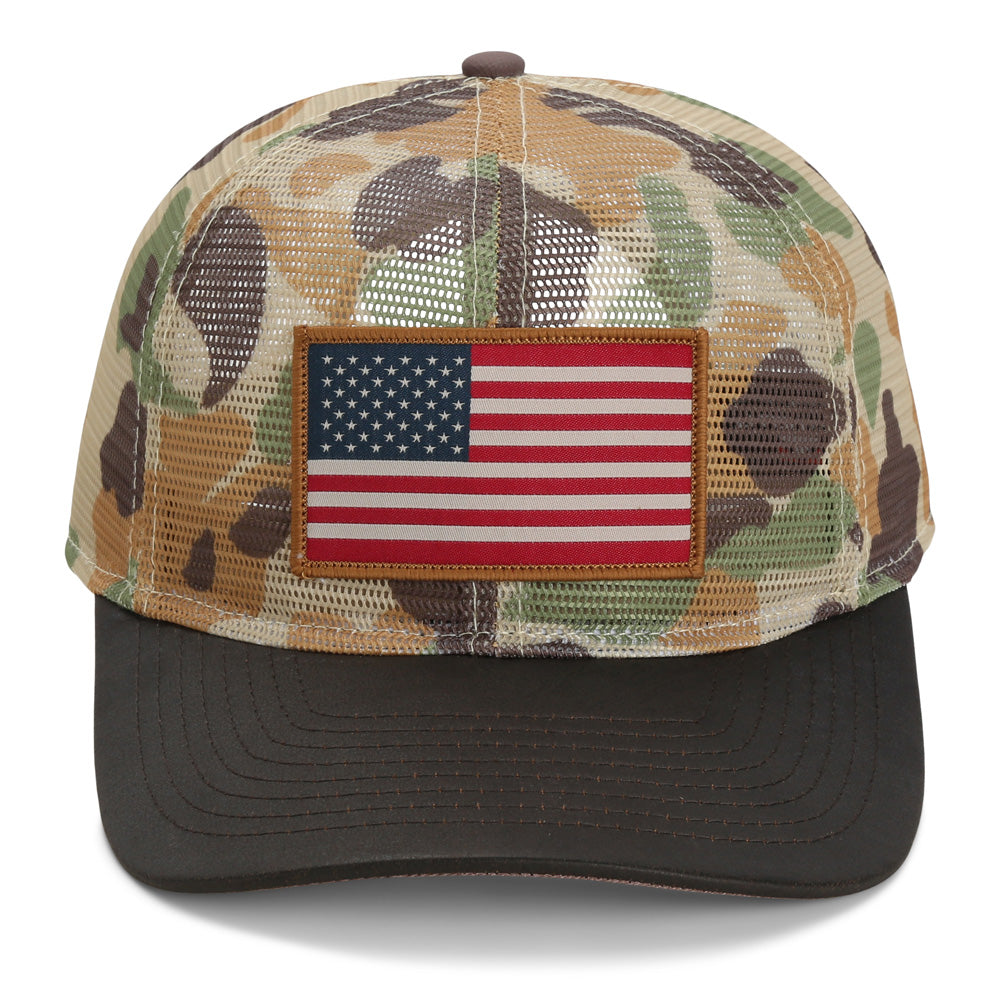 All Mesh Flag Cap Vintage WW2 Camo Wax Cloth Visor – Man Cave And Apparel