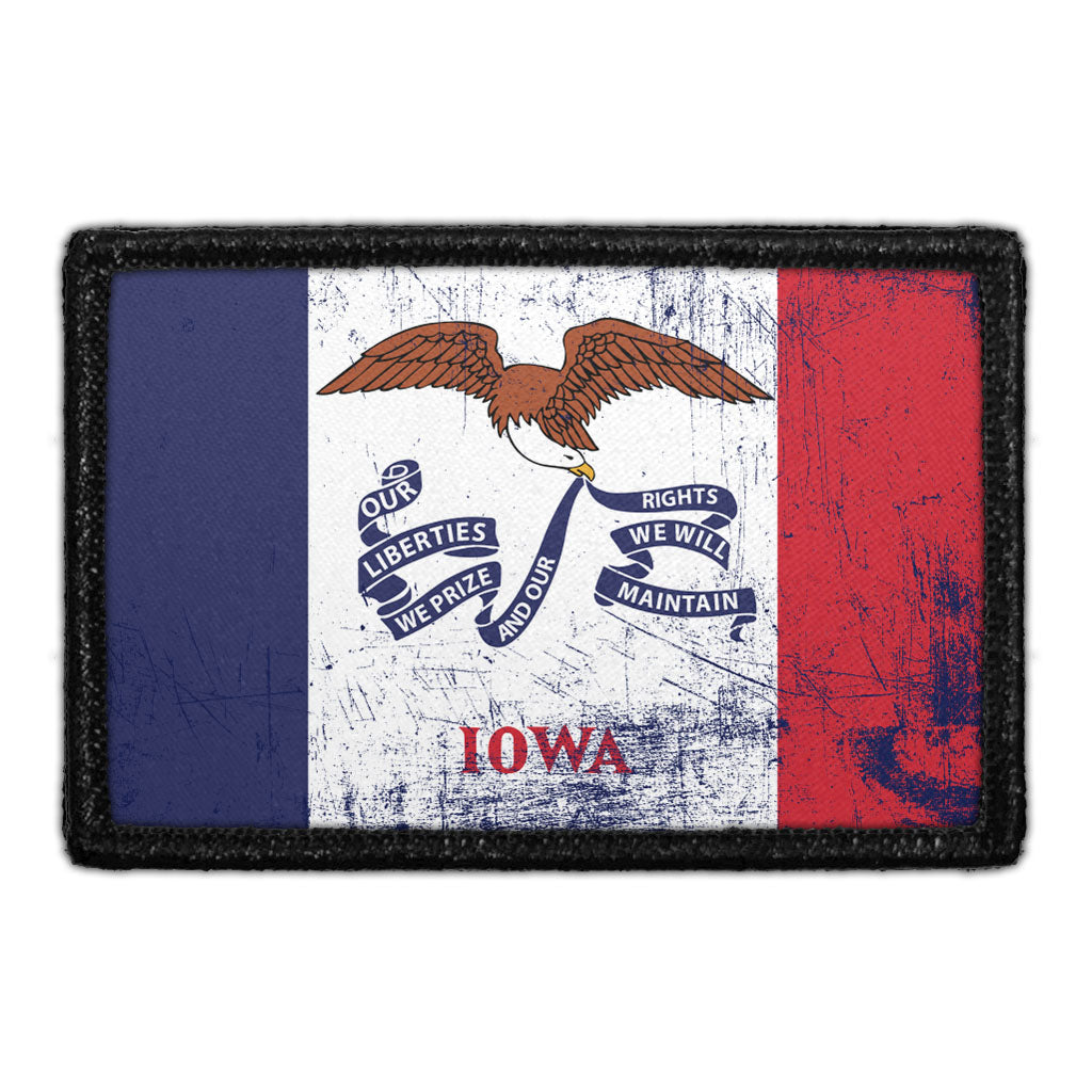 Iowa State Flag - Color - Distressed - Removable Patch – Man Cave And ...