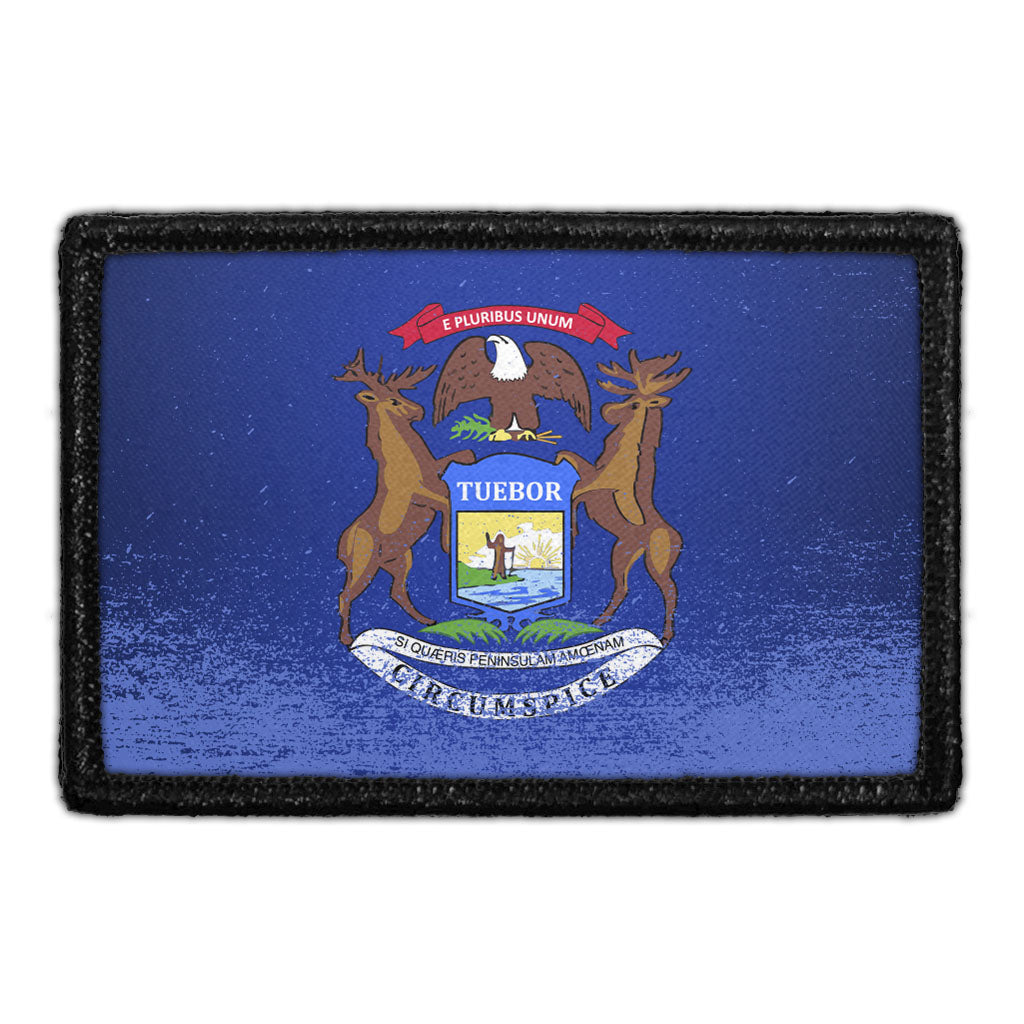 Michigan State Flag - Color - Distressed - Removable Patch – Man Cave ...