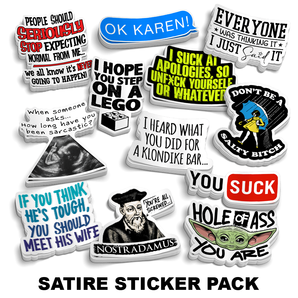 Satire Sticker Pack – Man Cave And Apparel