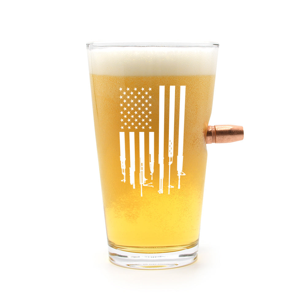 Firearm Flag - 50 Cal Pint Glass – Man Cave And Apparel