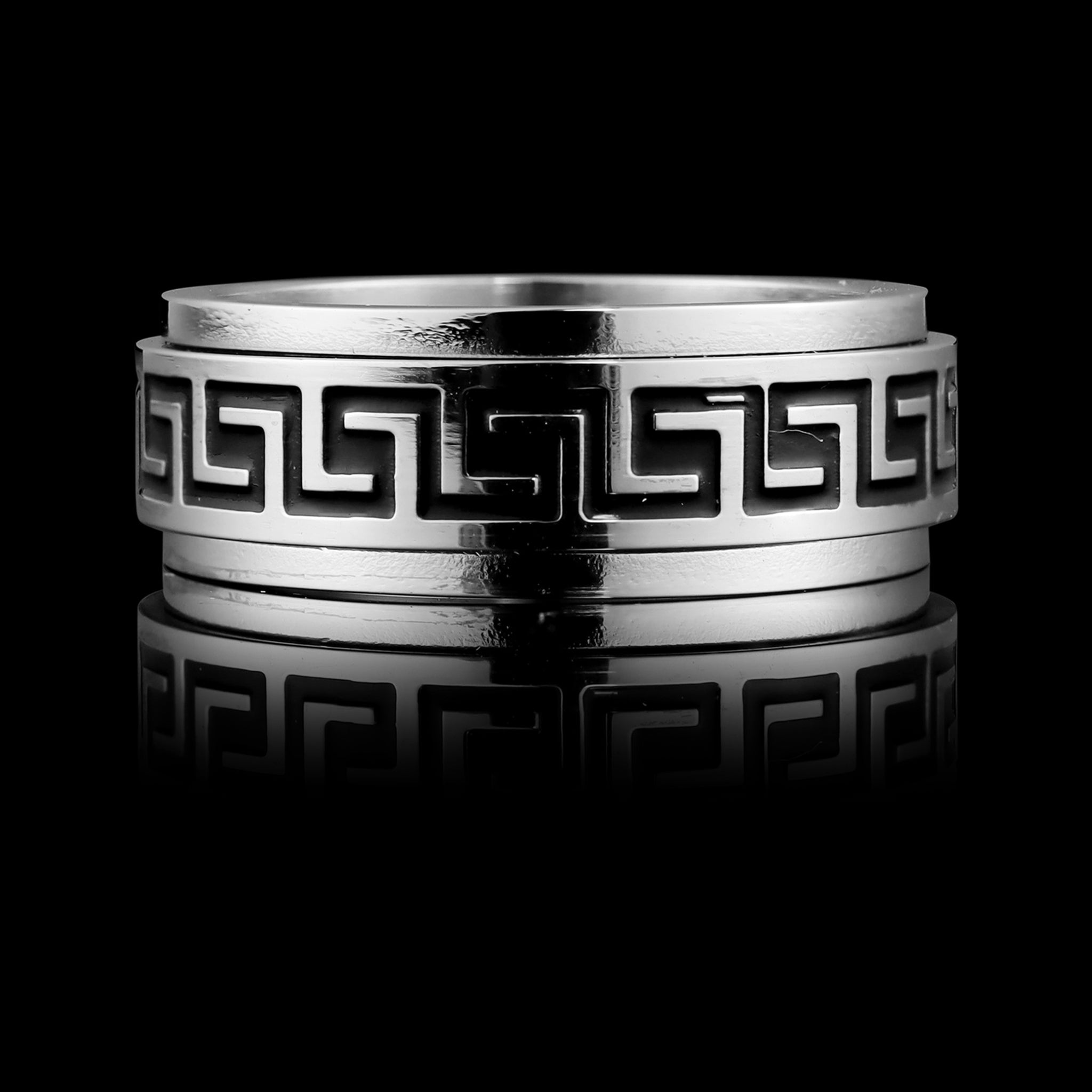 Black Greek Key Spinner Ring – Man Cave And Apparel
