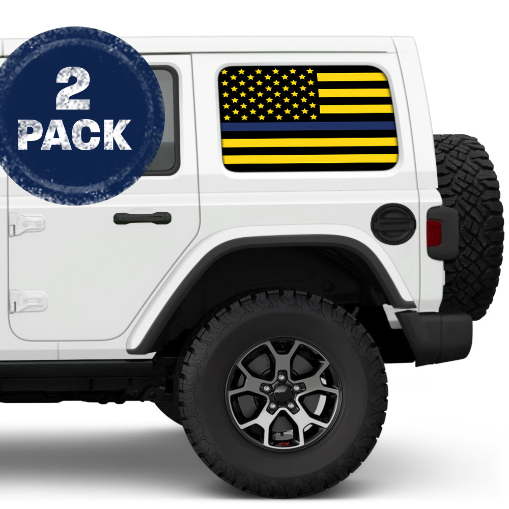 Black & Yellow Thin Blue Line Side Windows Printed Vinyl Decal – Man ...