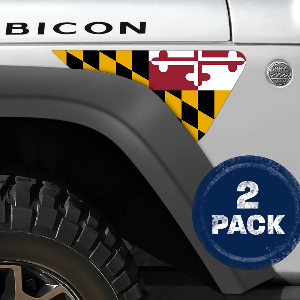 Maryland State Flag 2pc Vinyl Fender Decal – Man Cave And Apparel