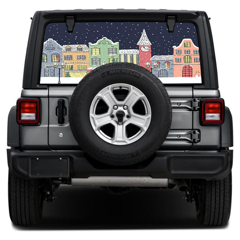 Xmas Village Rear Window Decal – Man Cave And Apparel