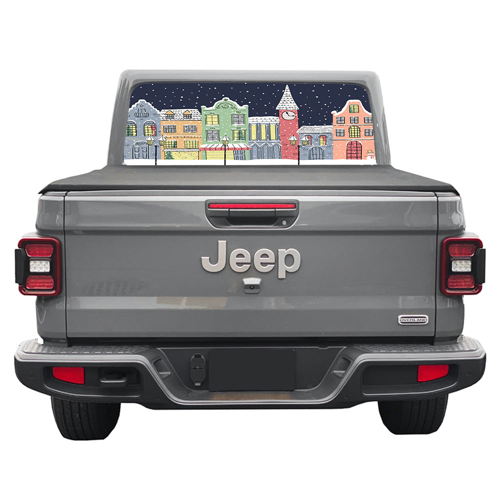 Xmas Village Rear Window Decal – Man Cave And Apparel