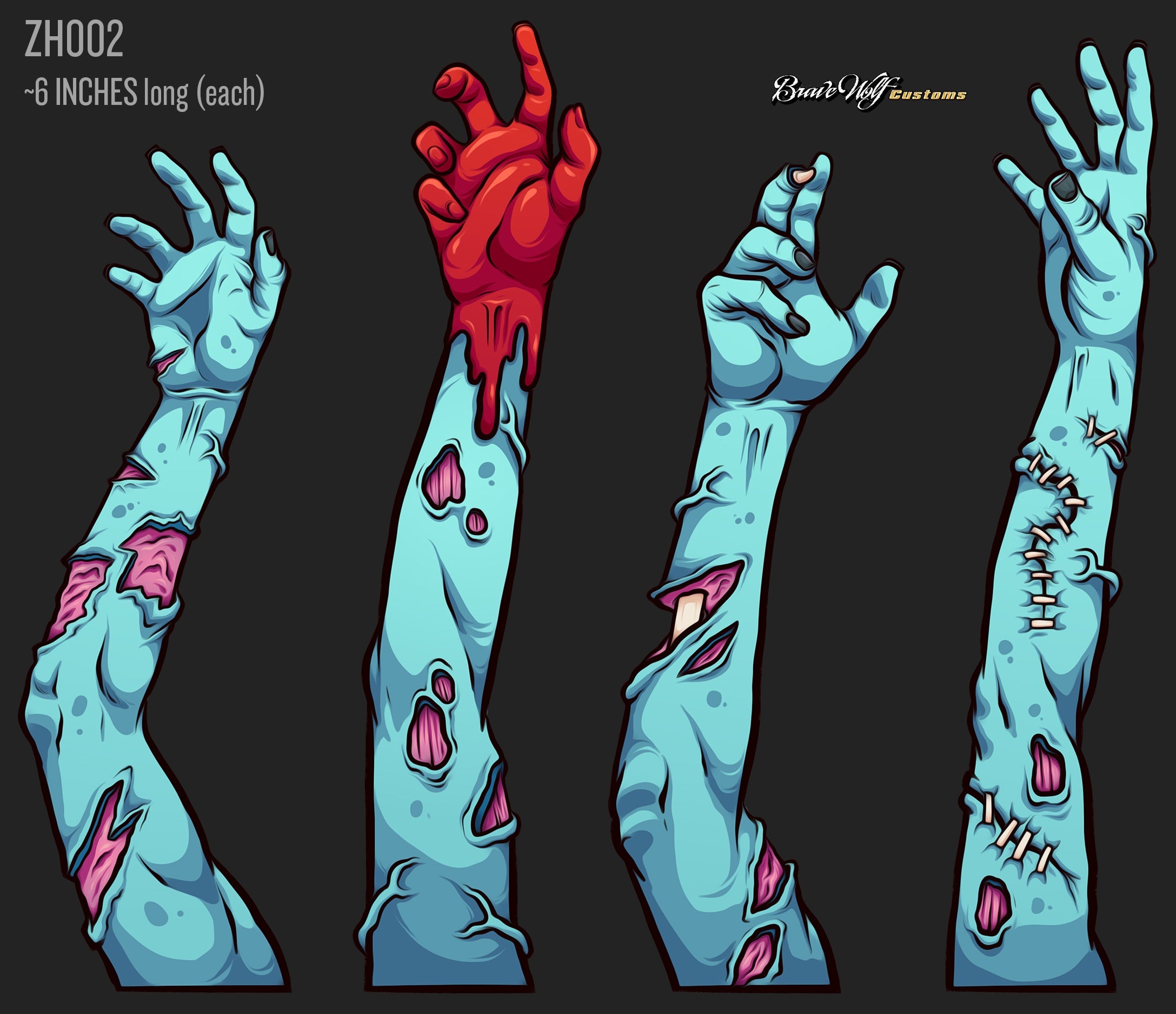 Zombie Hands 002-Color Anywhere Decal Set – Man Cave And Apparel