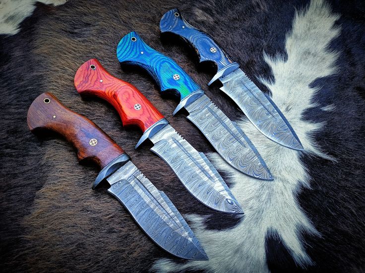 Elemental Hunter Knife – Custom 10" Damascus Steel Blade with Exotic W ...