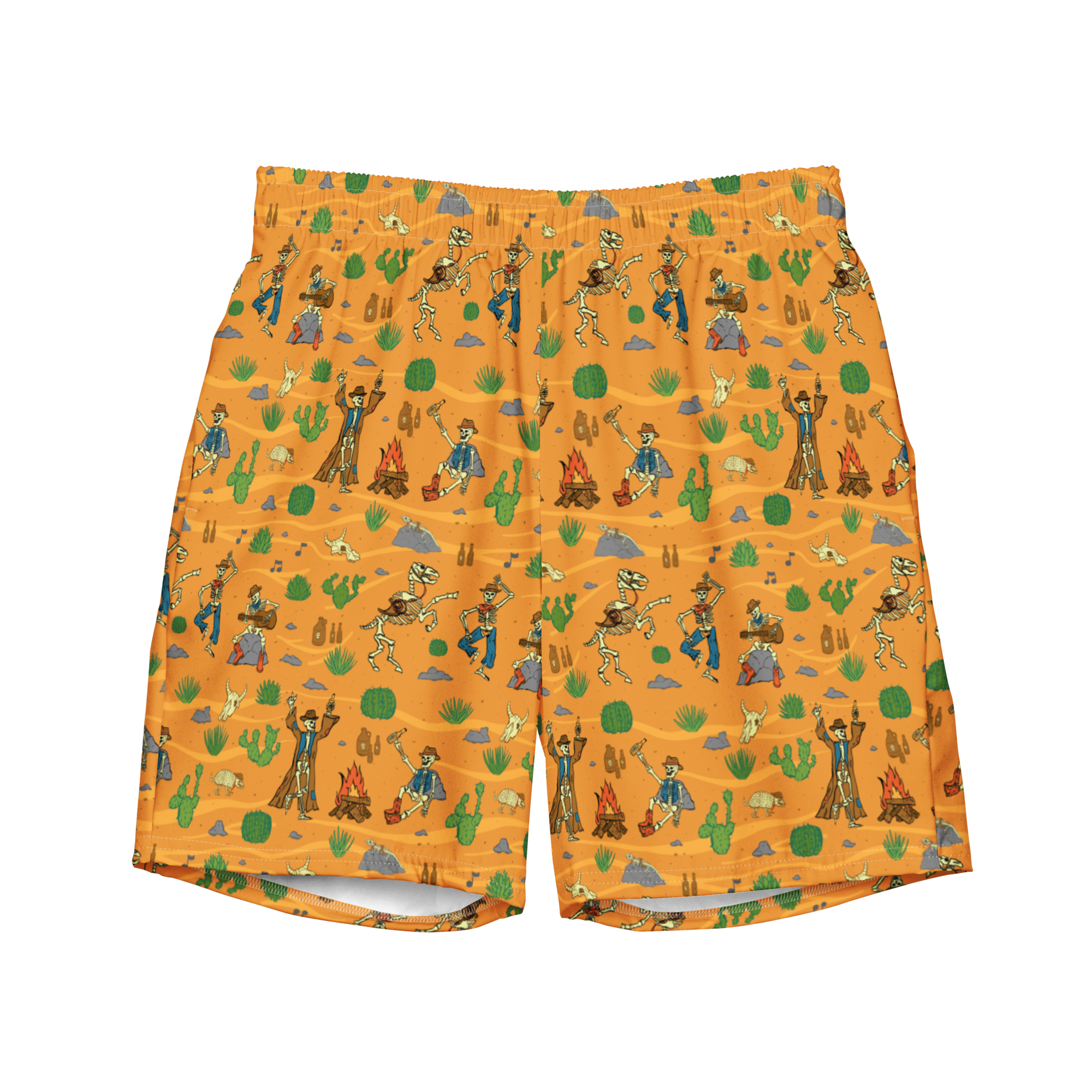 Bones and Embers: Vaquero’s Last Dance Swim Trunks – Man Cave And Apparel